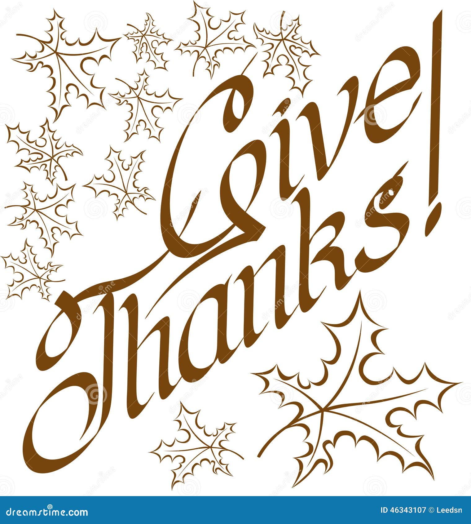 Thanks Giving text stock vector. Illustration of postcard - 46343107