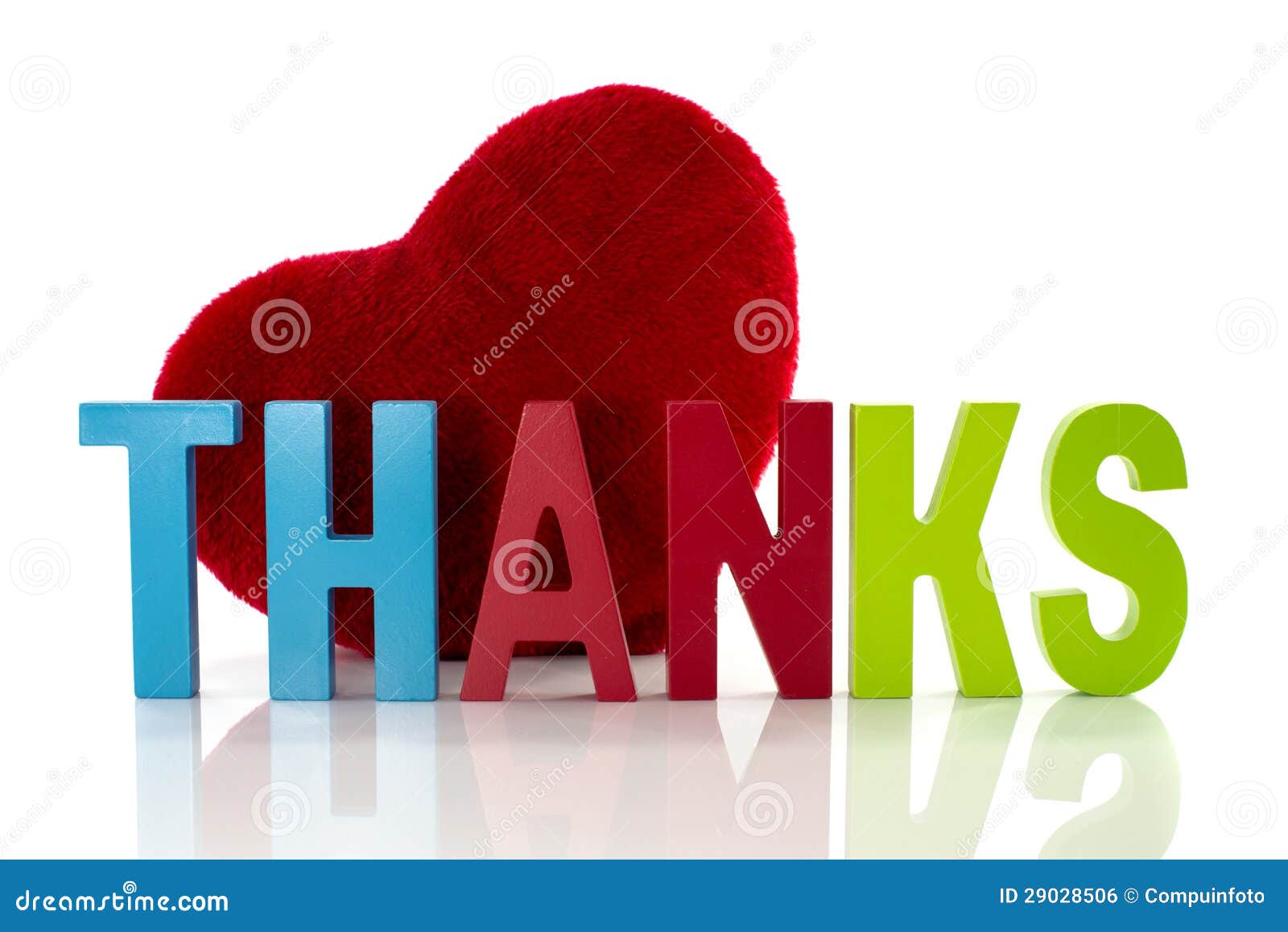 Thanks with red heart stock photo. Image of cotton, wooden - 29028506