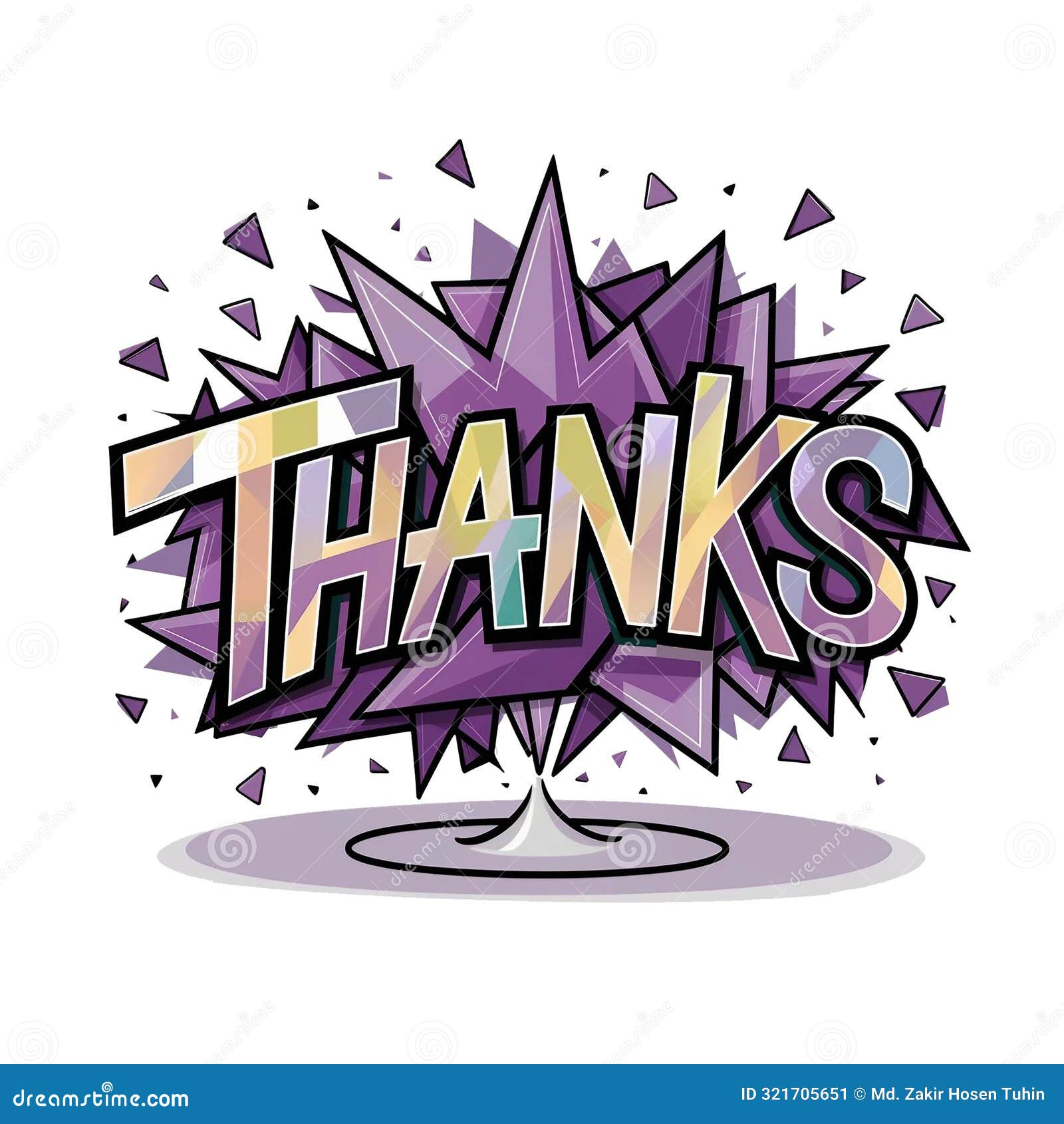 Thanks Typography with Colorful Geometric Burst on Transparent ...