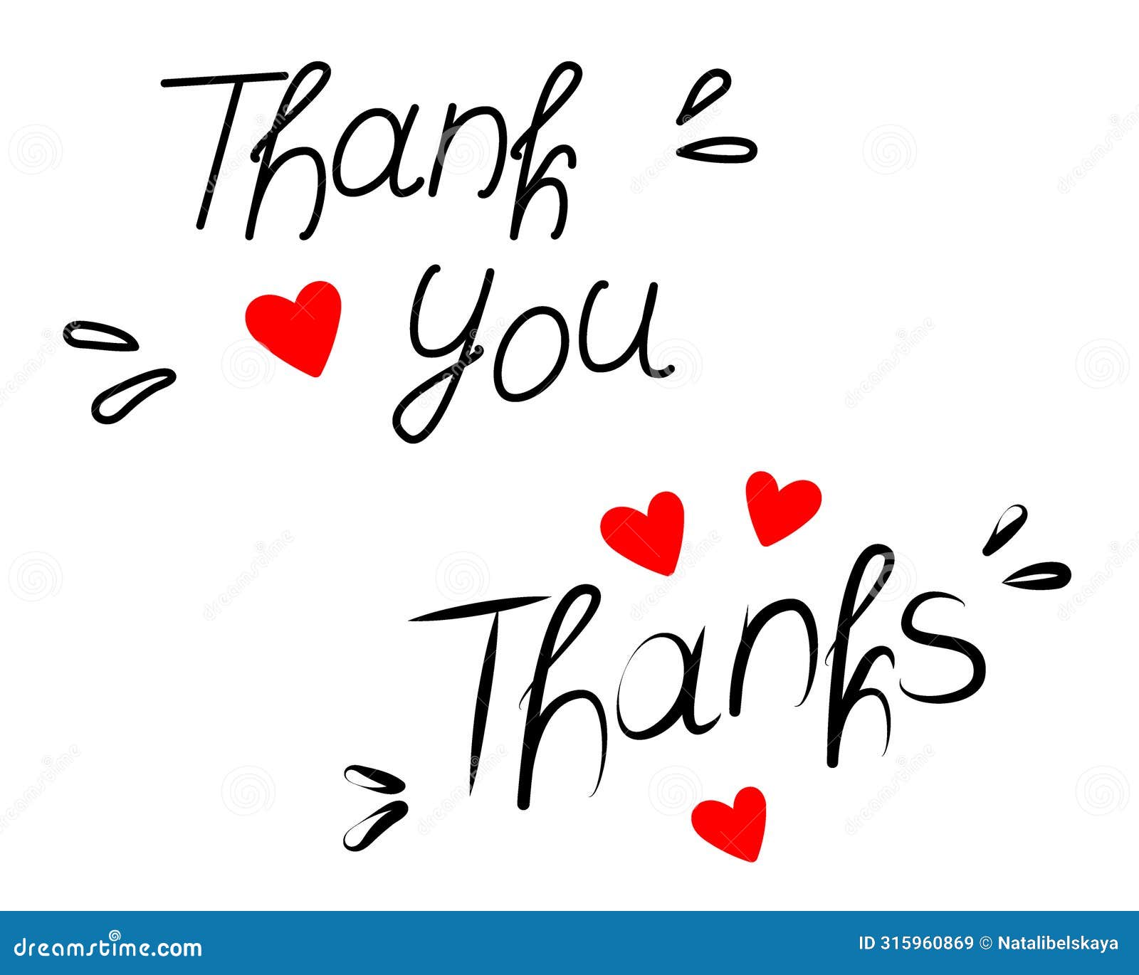 Thanks Thanks You Hand Drawn Inscriptions with Decorative Elements and ...