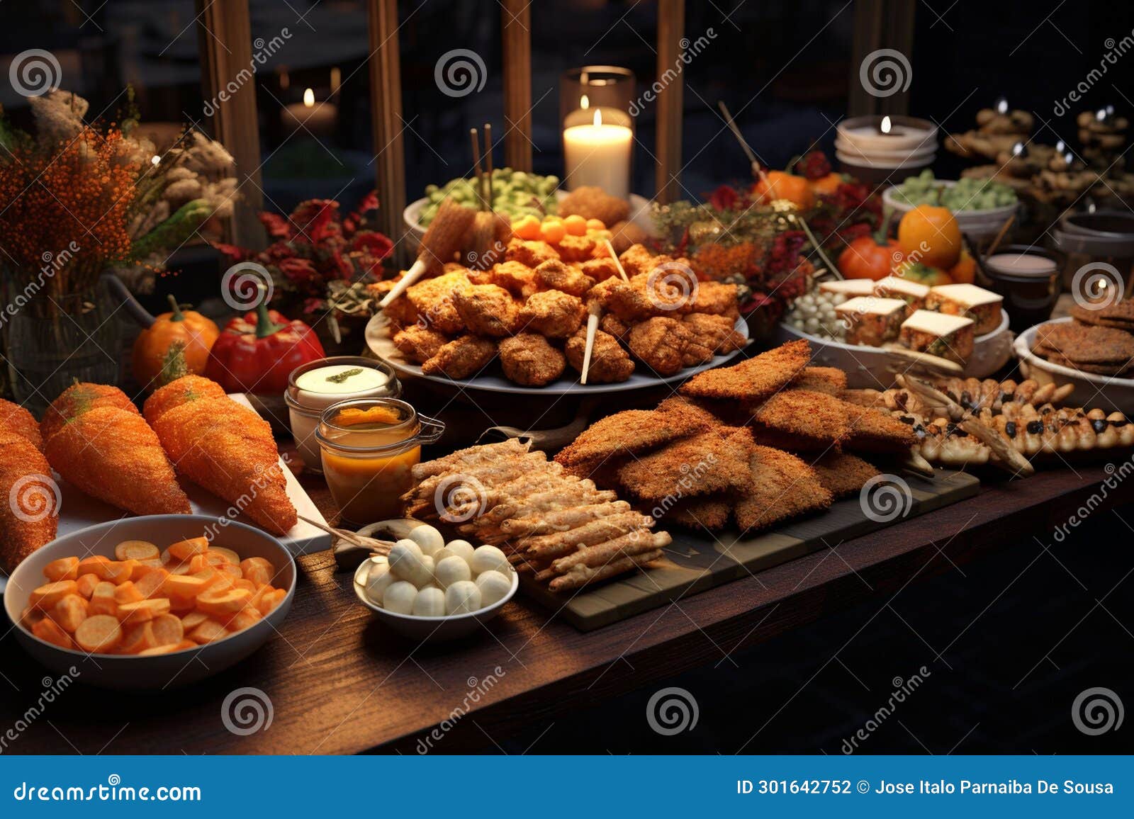 Thanksgiving Appetizers Display with a Variety Stock Illustration ...