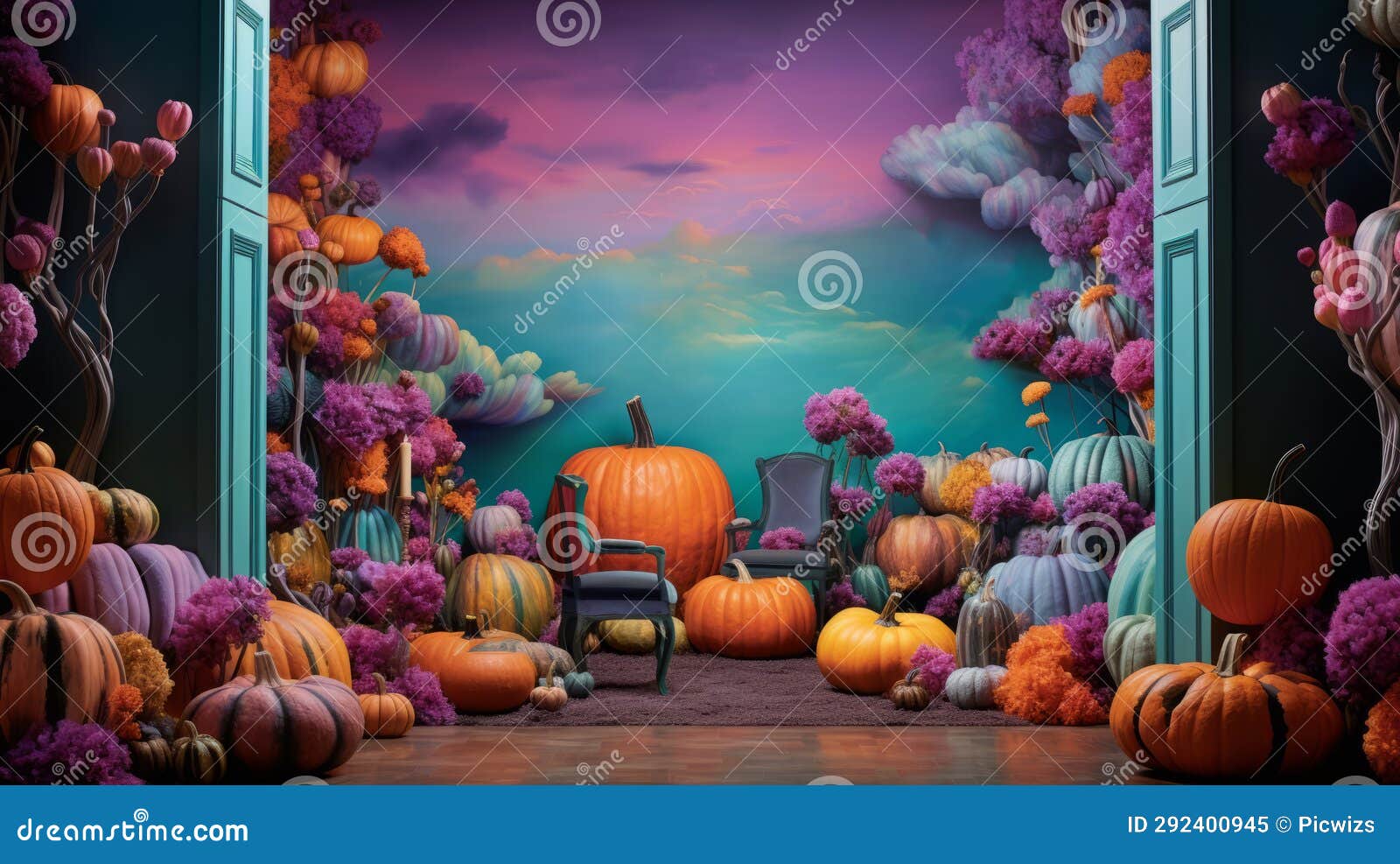 Thanksgiving Backdrop. Fall Sign Pumpkins Background Showcasing Studio ...