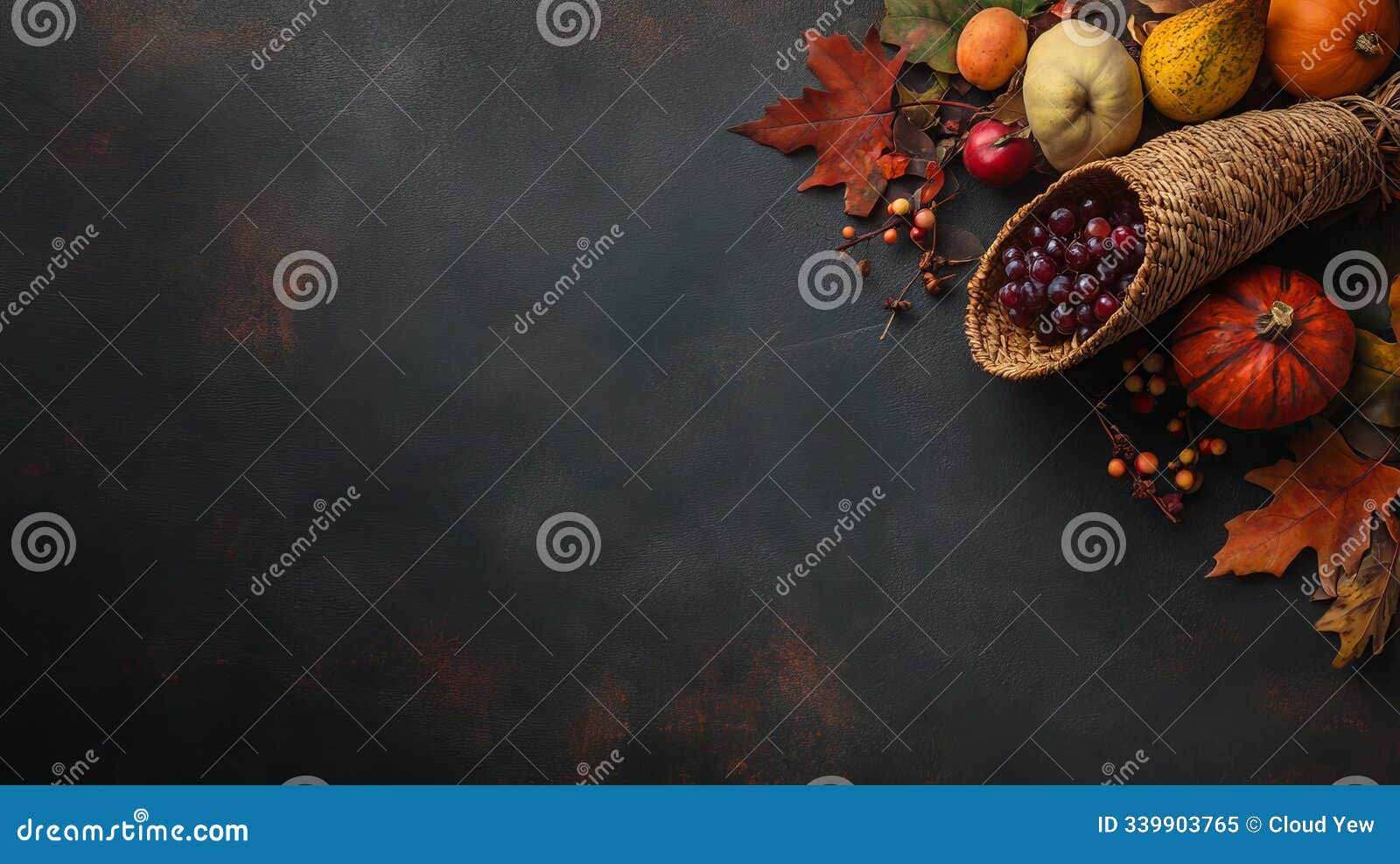 Thanksgiving Background with a Small Cornucopia and Empty Space. Stock ...
