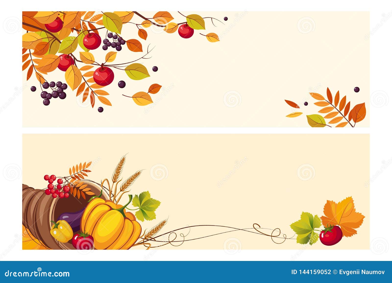 Thanksgiving Background with Space for Text, Two Horizontal Banners ...