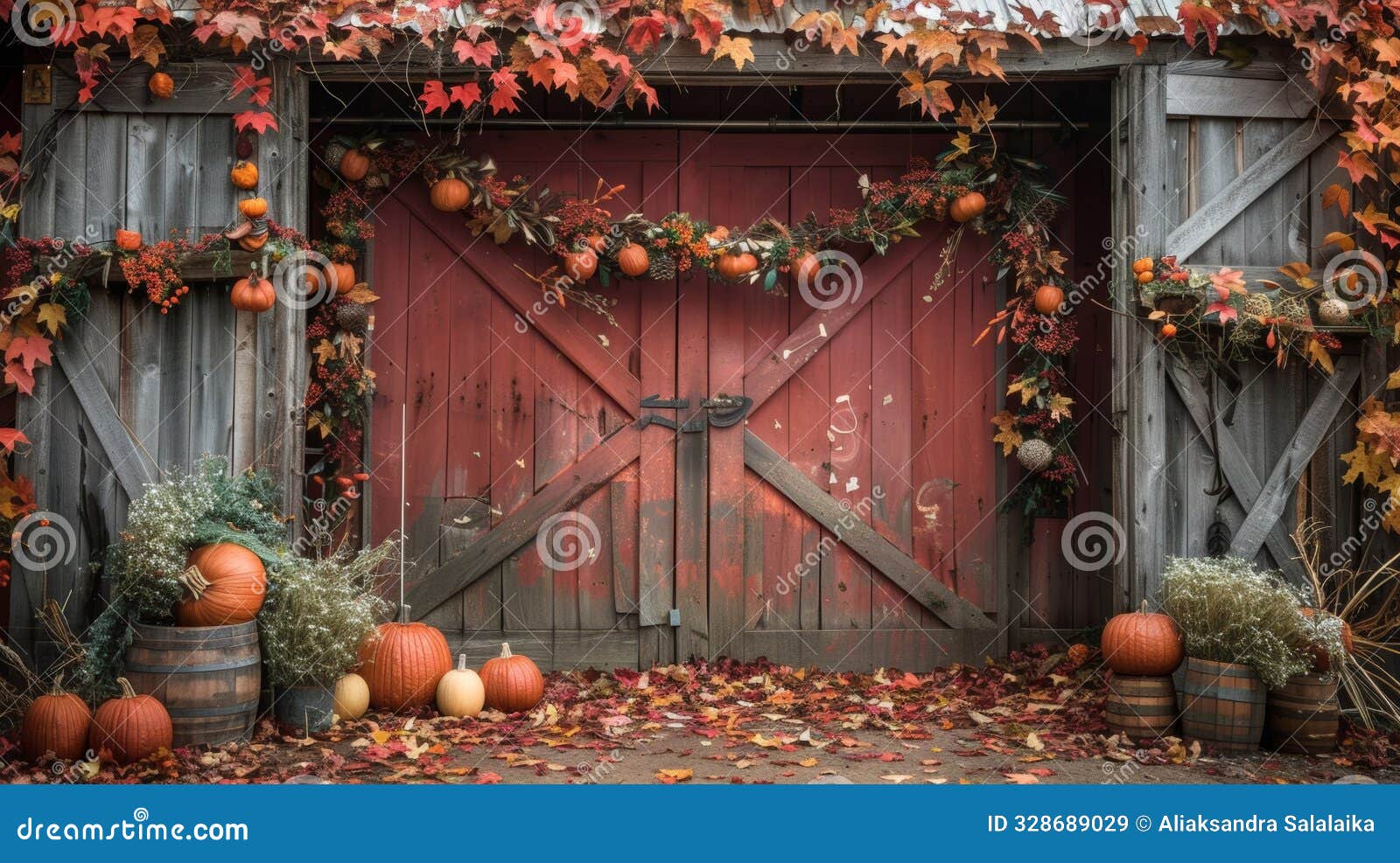 Thanksgiving Barnyard Display, a Delightful Rustic Barn Adorned with ...