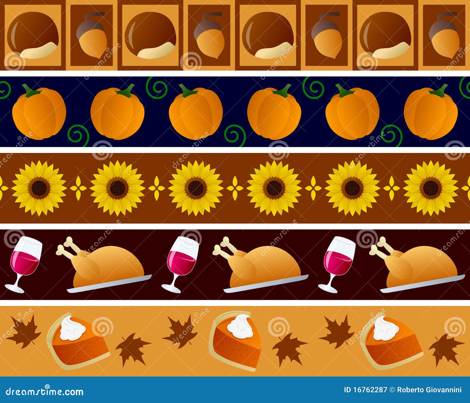Thanksgiving Borders Set stock vector. Illustration of acorn - 16762287