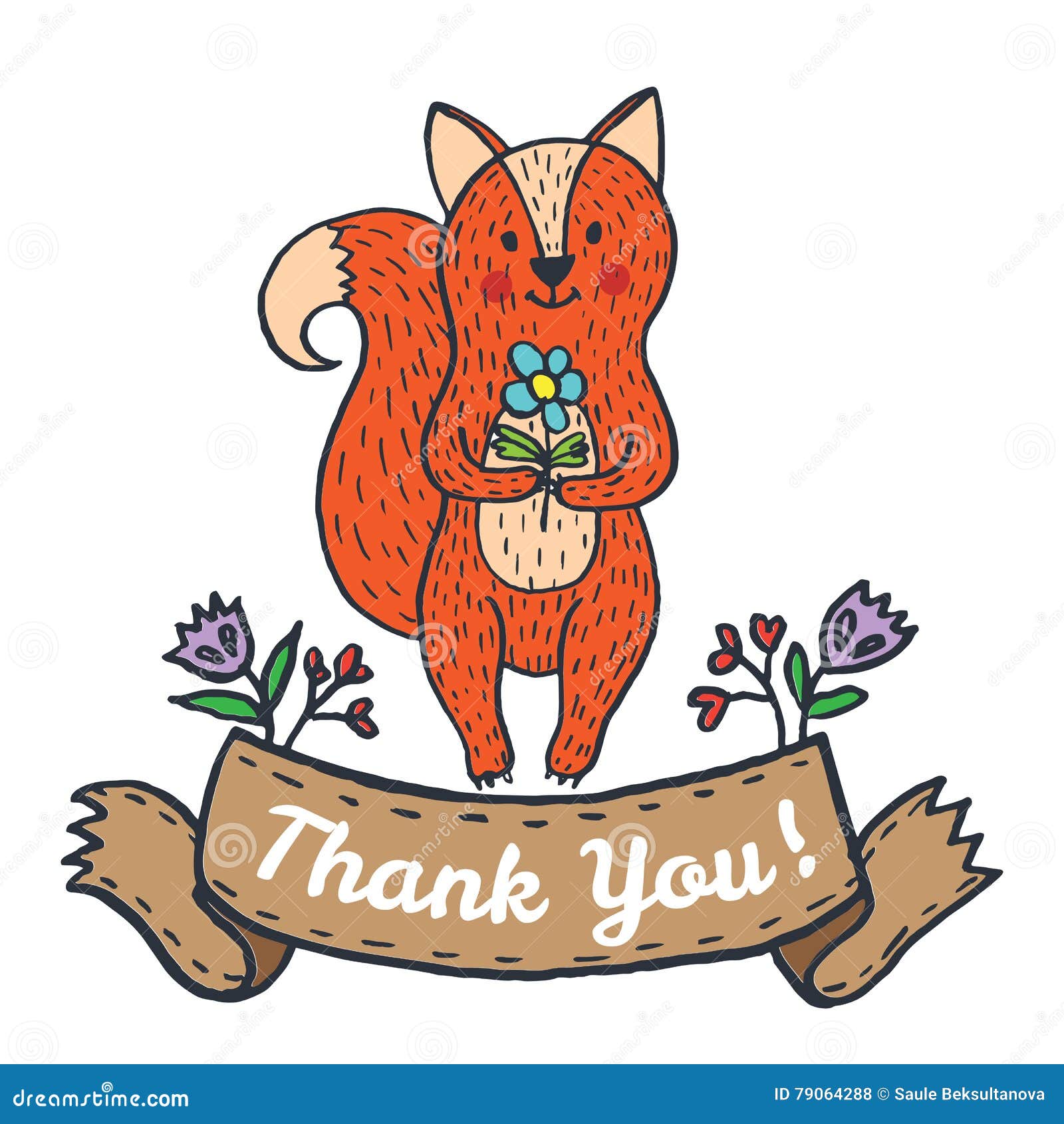 Thanksgiving card with fox stock illustration. Illustration of ...