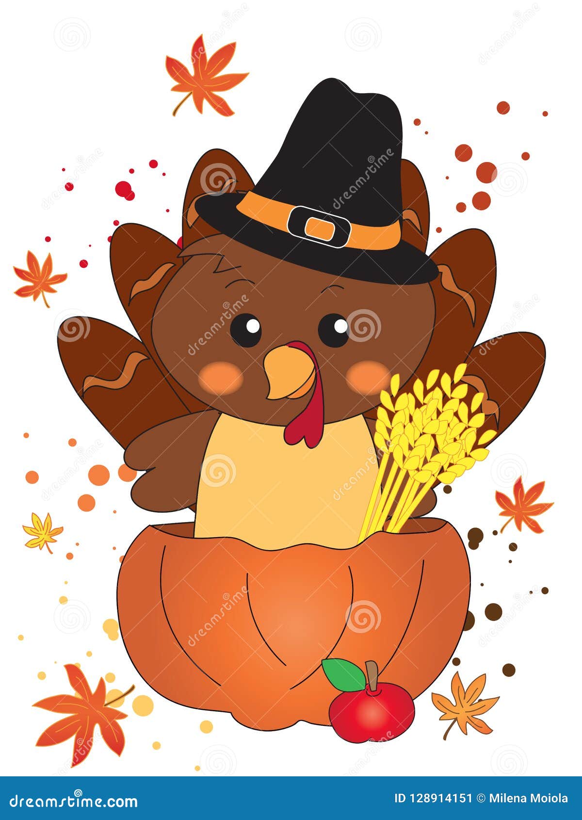 Thanksgiving Card with Turkey Stock Illustration - Illustration of ...