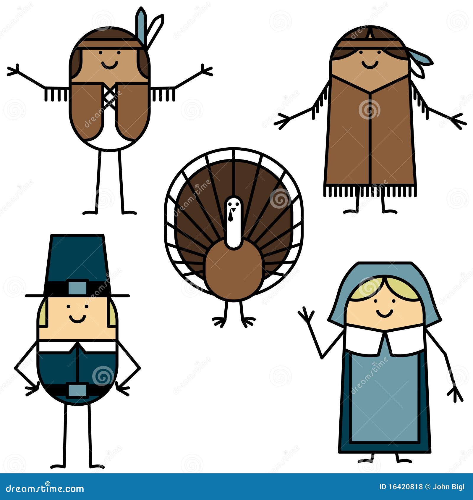 Thanksgiving characters stock vector. Illustration of stick - 16420818