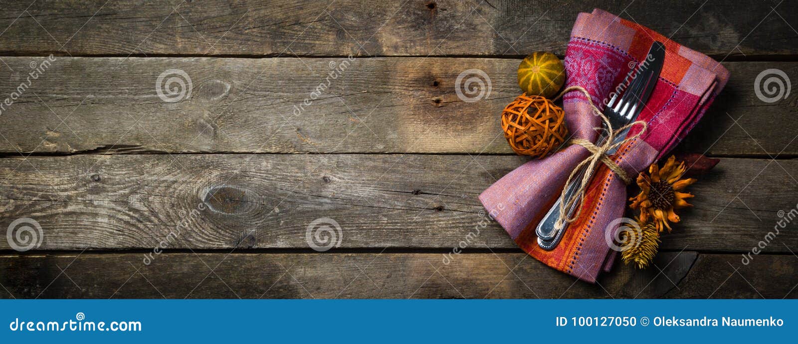 Thanksgiving Concept - Decorations and Silver Ware Stock Photo - Image ...