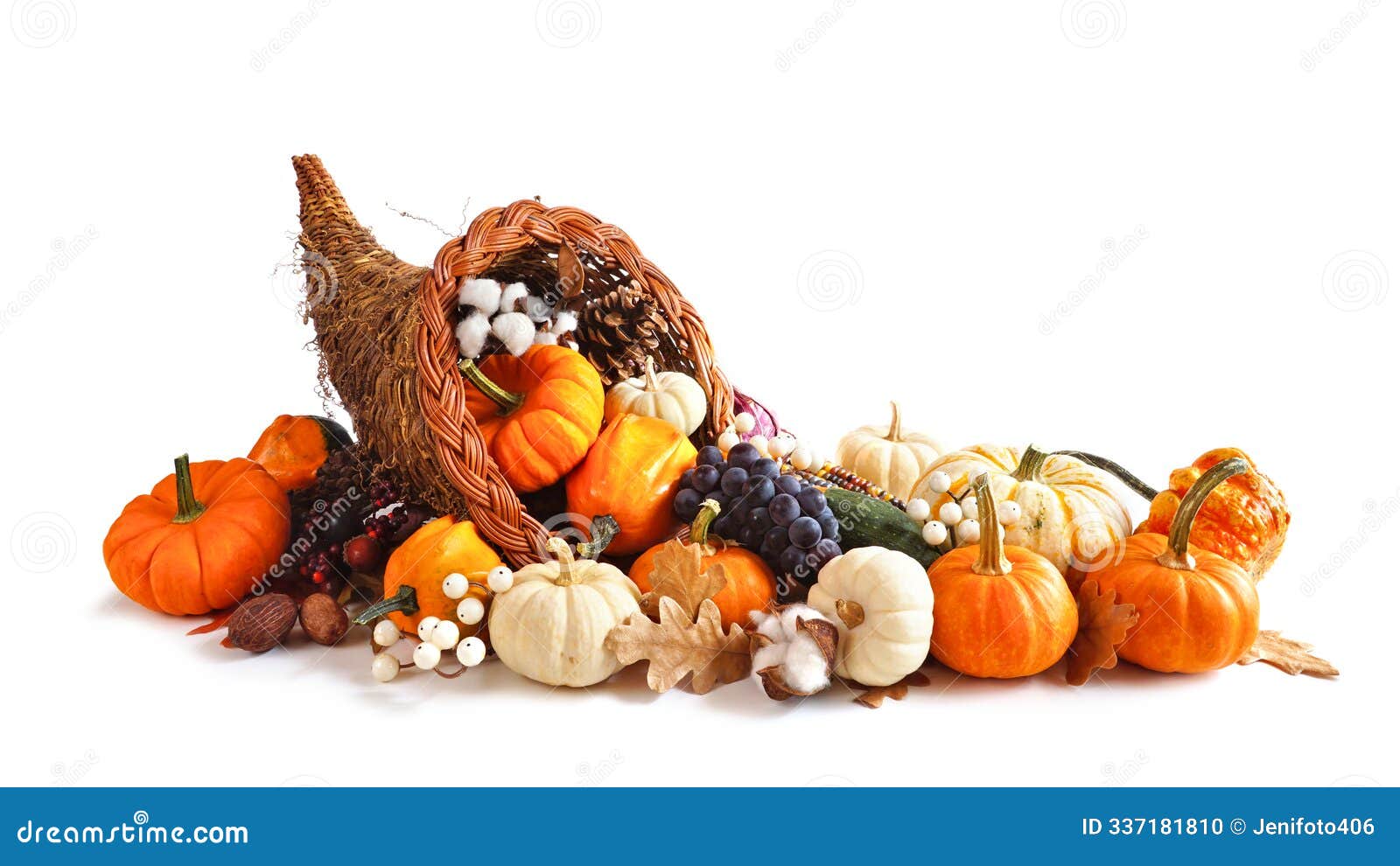 Thanksgiving Cornucopia Filled with Autumn Vegetables, Pumpkins and ...