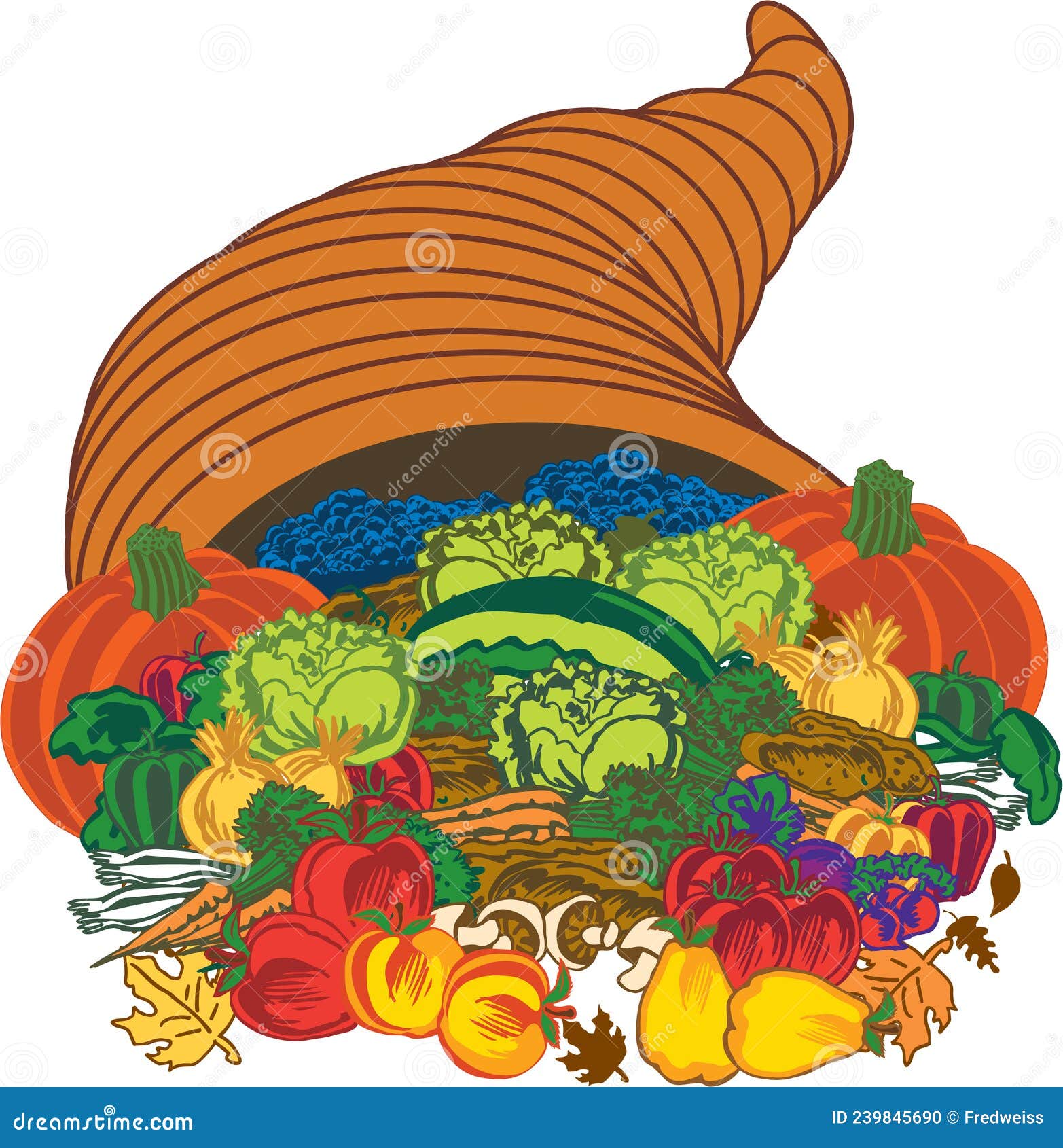 Thanksgiving Cornucopia Vector Illustration Stock Vector - Illustration ...