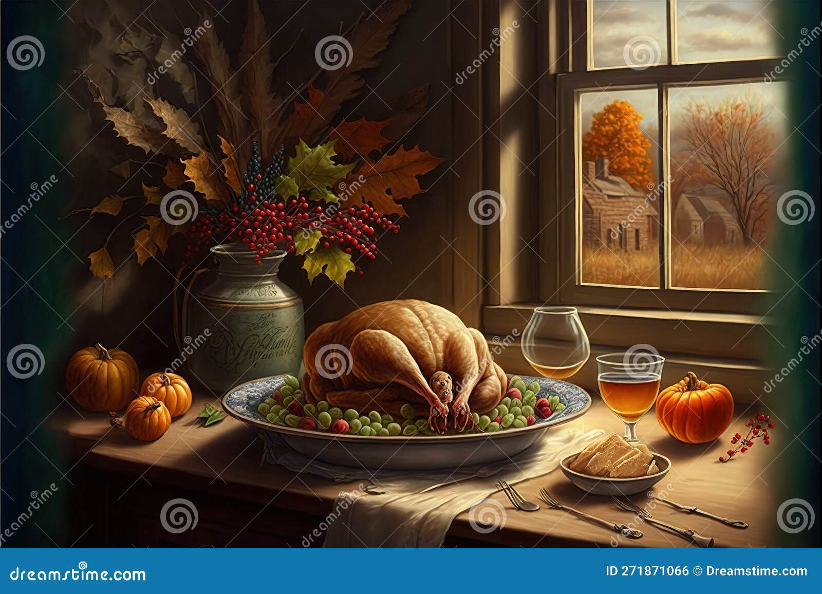 Thanksgiving Country Dinner, Thanksgiving, Turkey. Generative AI Stock ...