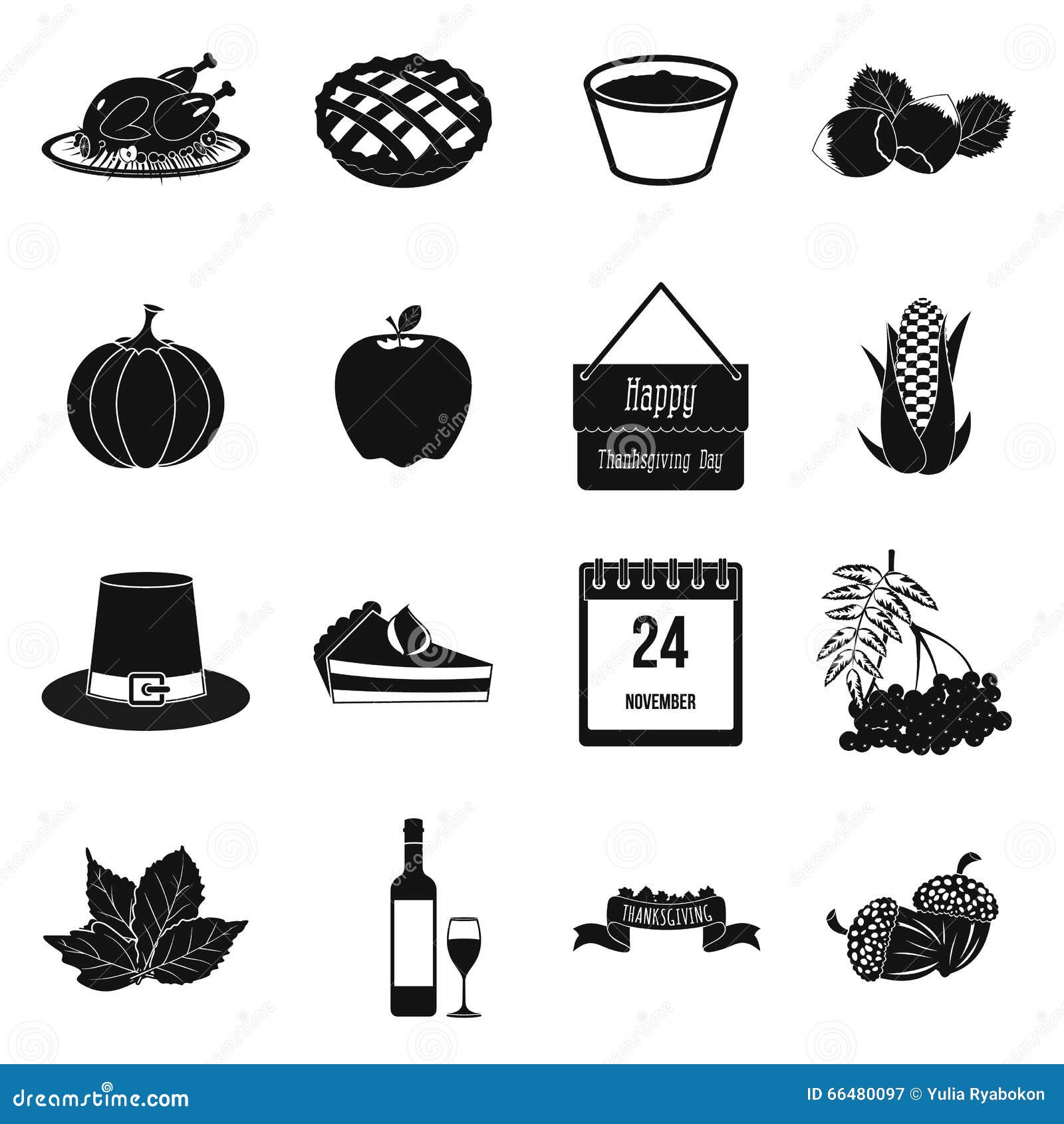 Thanksgiving Day Black Simple Icons Stock Vector - Illustration of icon ...
