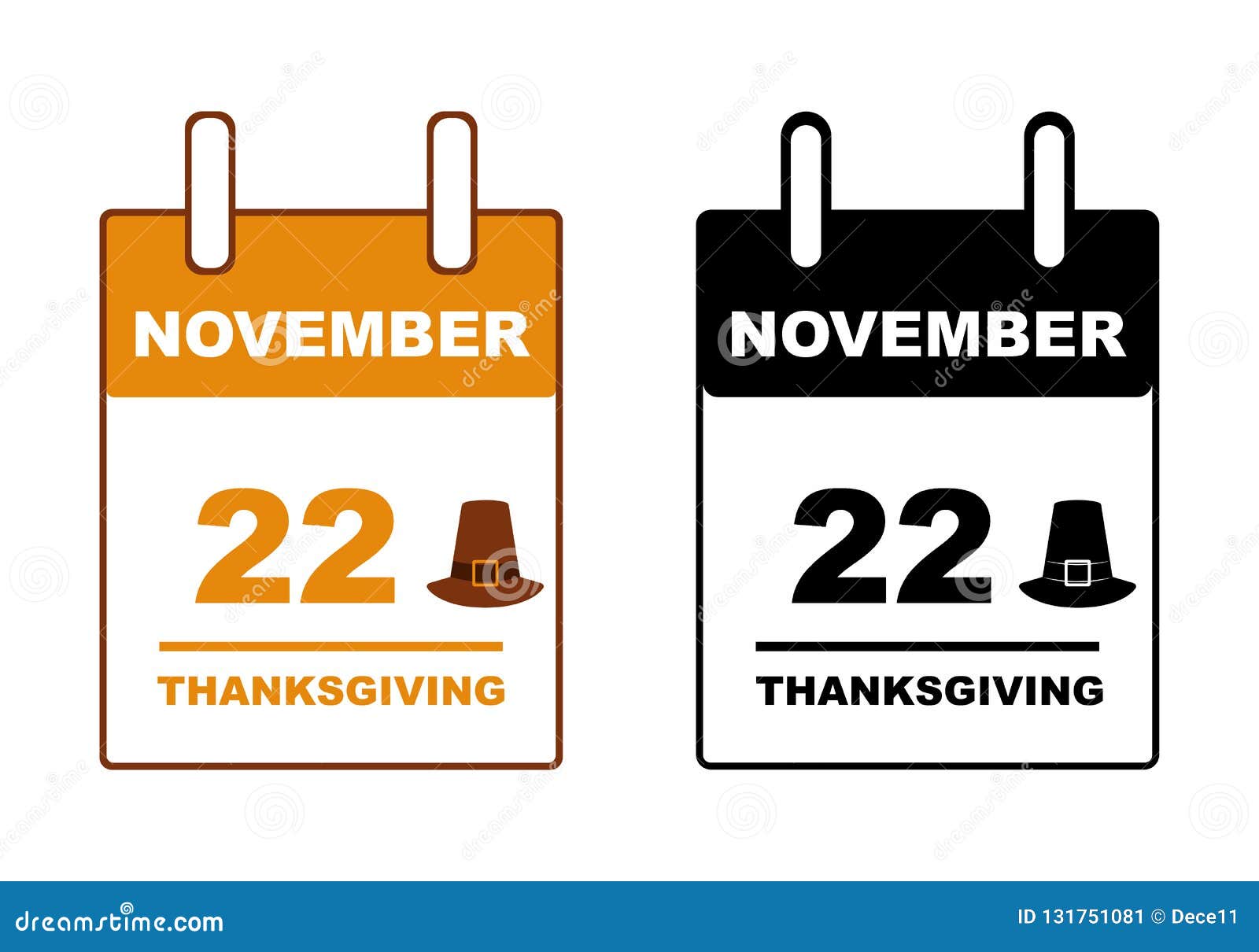 Thanksgiving day calendar stock vector. Illustration of black - 131751081