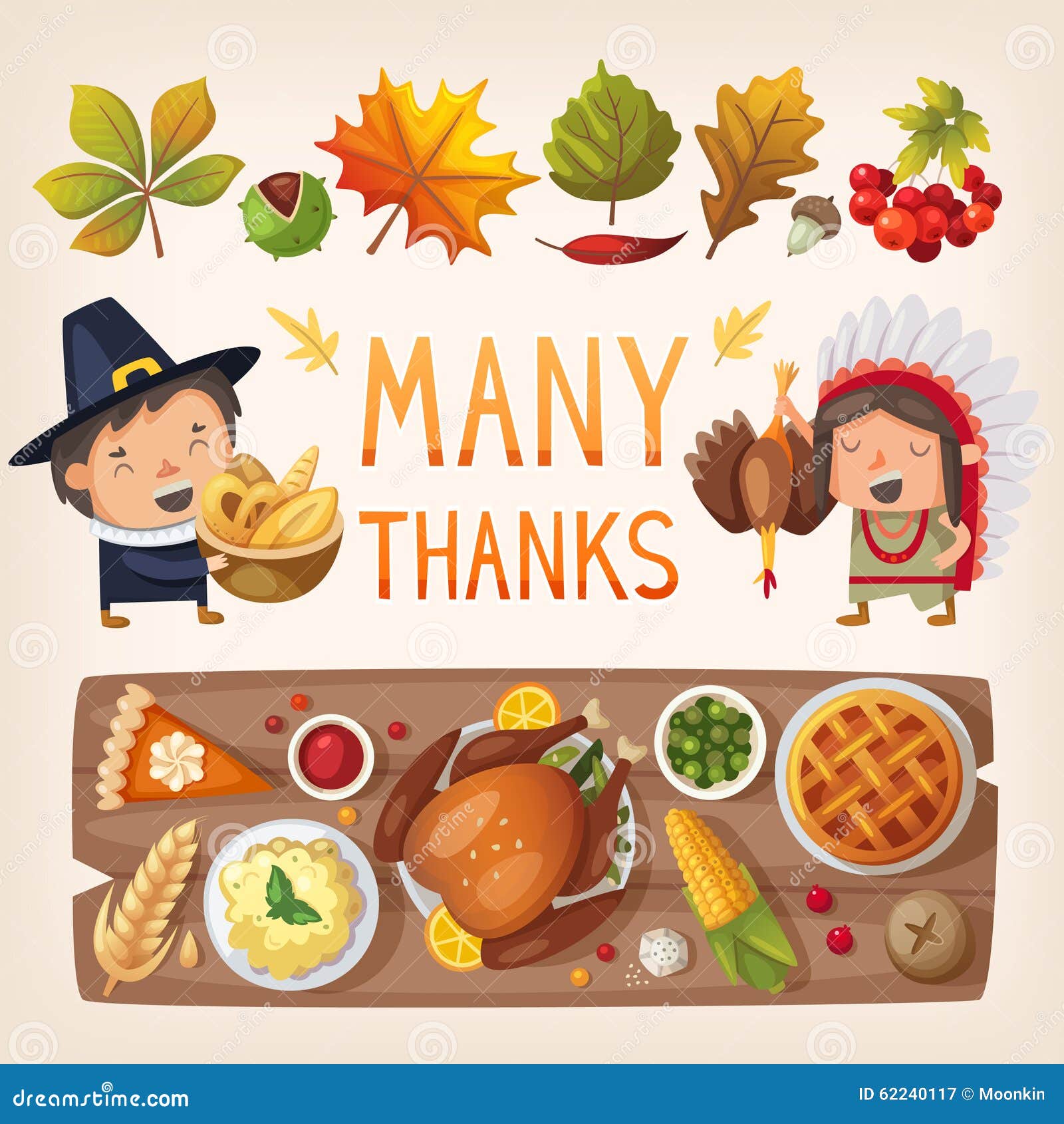 Thanksgiving Day Card Elements Stock Vector - Illustration of corn ...