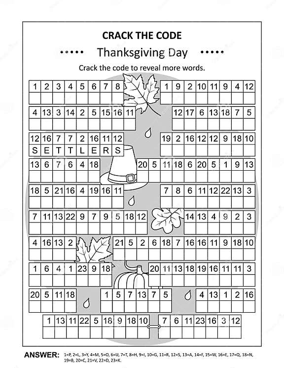 Thanksgiving Day Crack the Code Word Game, or Codebreaker Word Puzzle ... Thanksgiving Day Crack the Code Word Game, or Codebreaker Word Puzzle ...