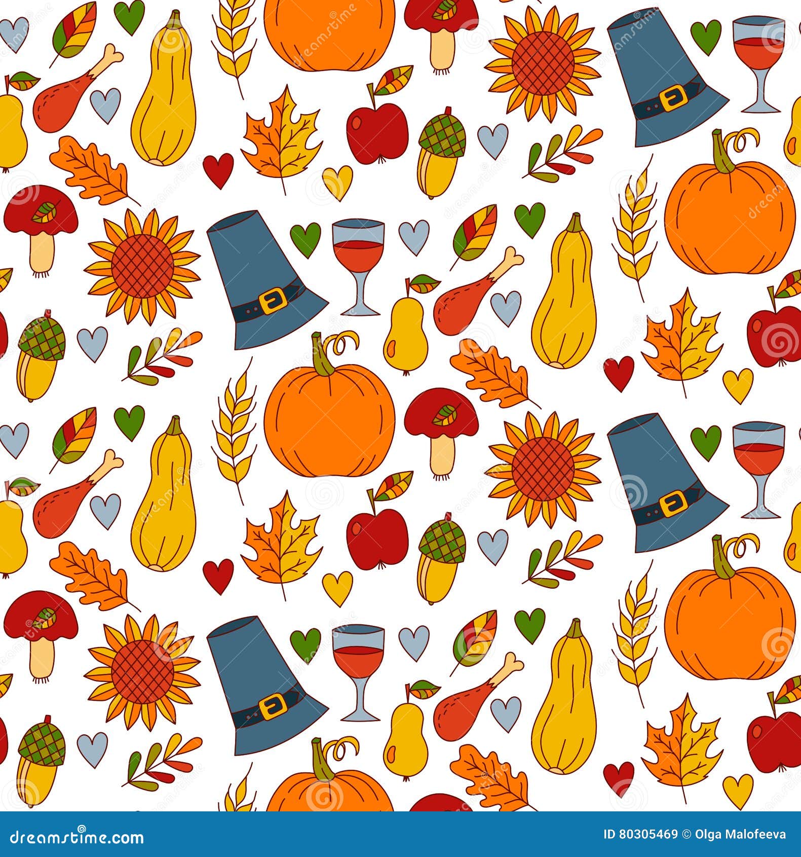 Thanksgiving Day Doodles Seamless Vector Pattern Stock Vector ...