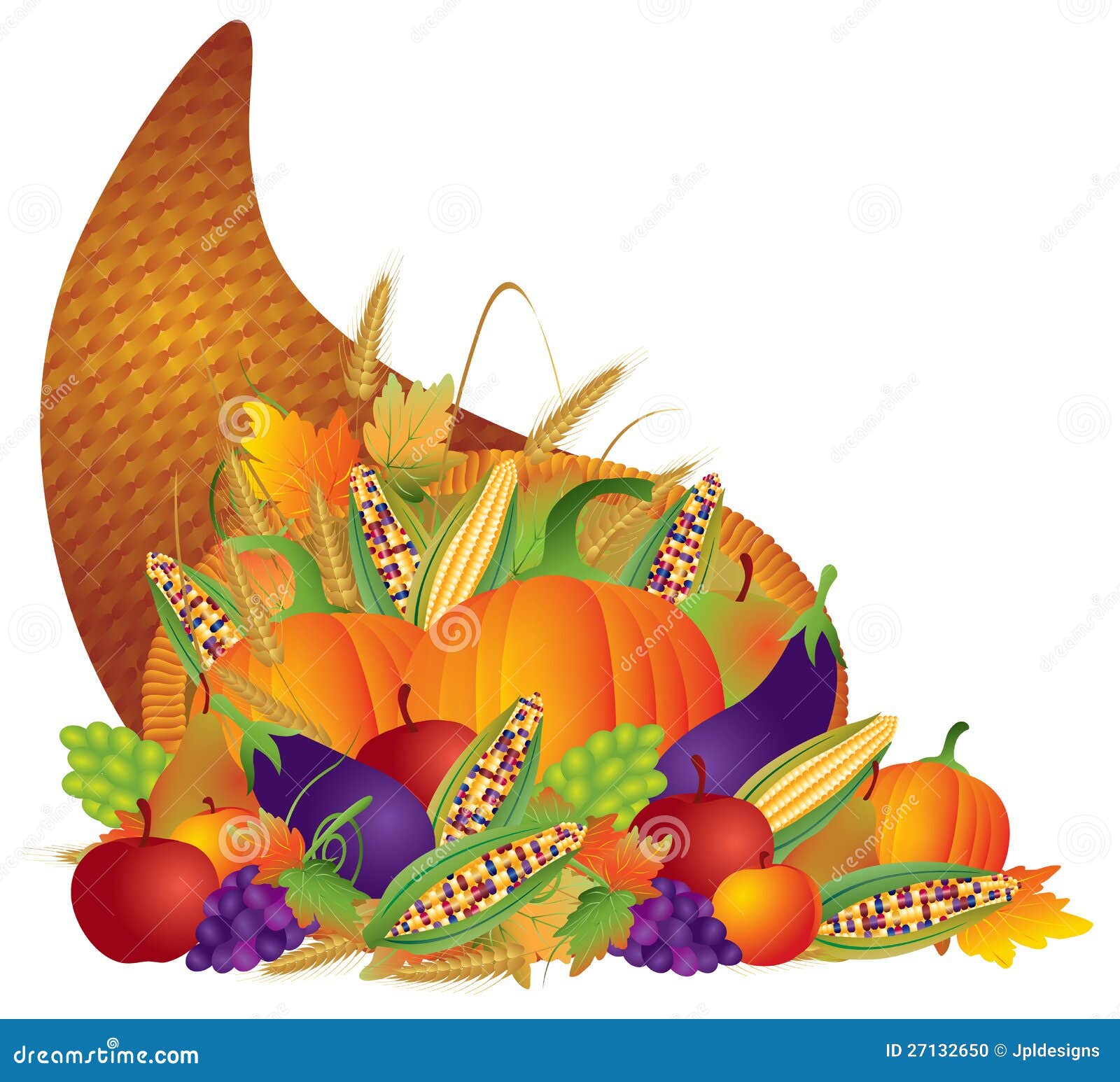 Thanksgiving Day Fall Harvest Cornucopia Stock Illustration - Image ...