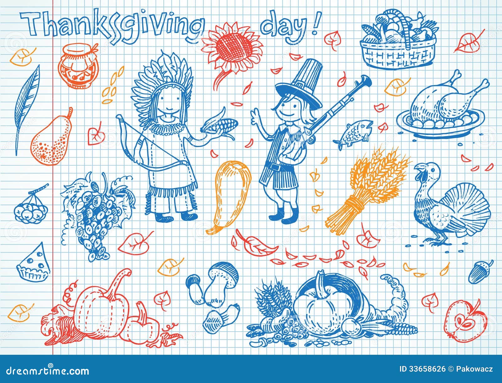 Thanksgiving Day Fun Doodles Stock Vector - Illustration of fall ...