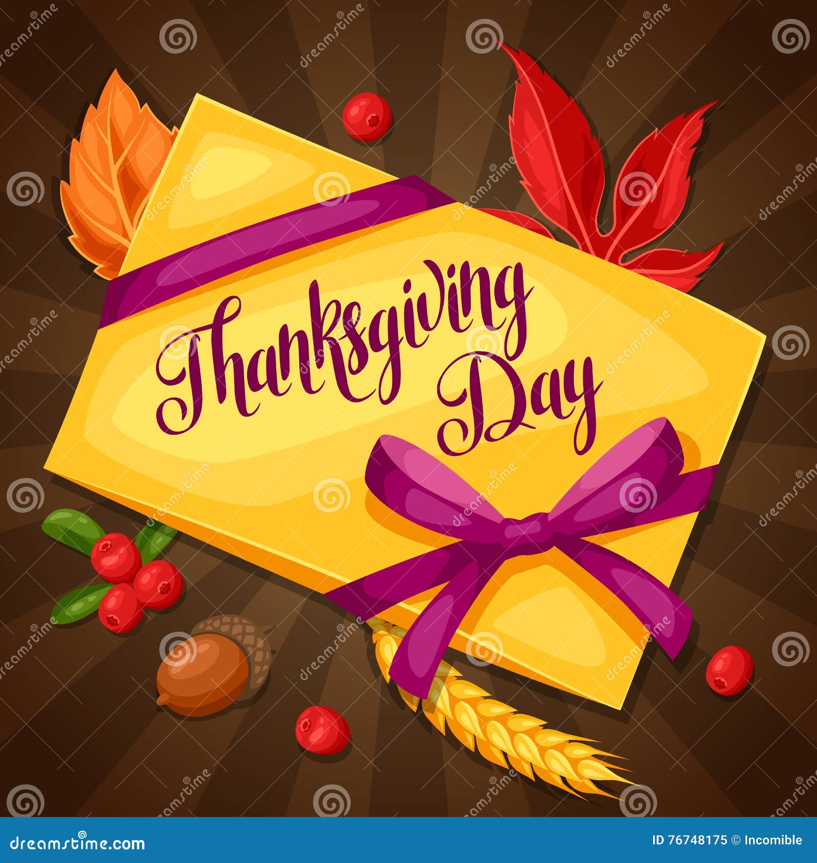 Thanksgiving Day Greeting Card. Background with Letter and Autumn ...