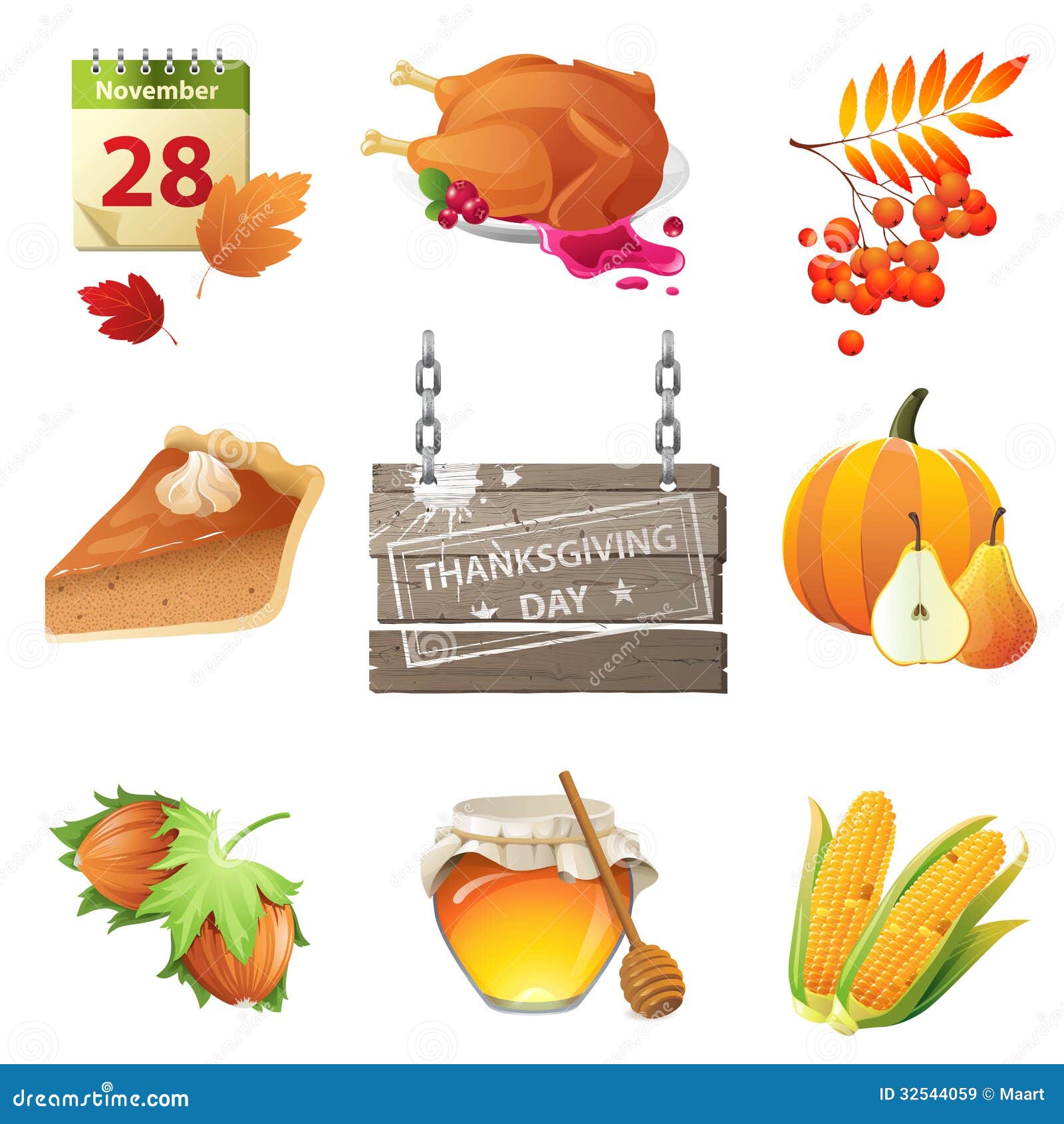 Thanksgiving day icons stock vector. Illustration of calendar - 32544059