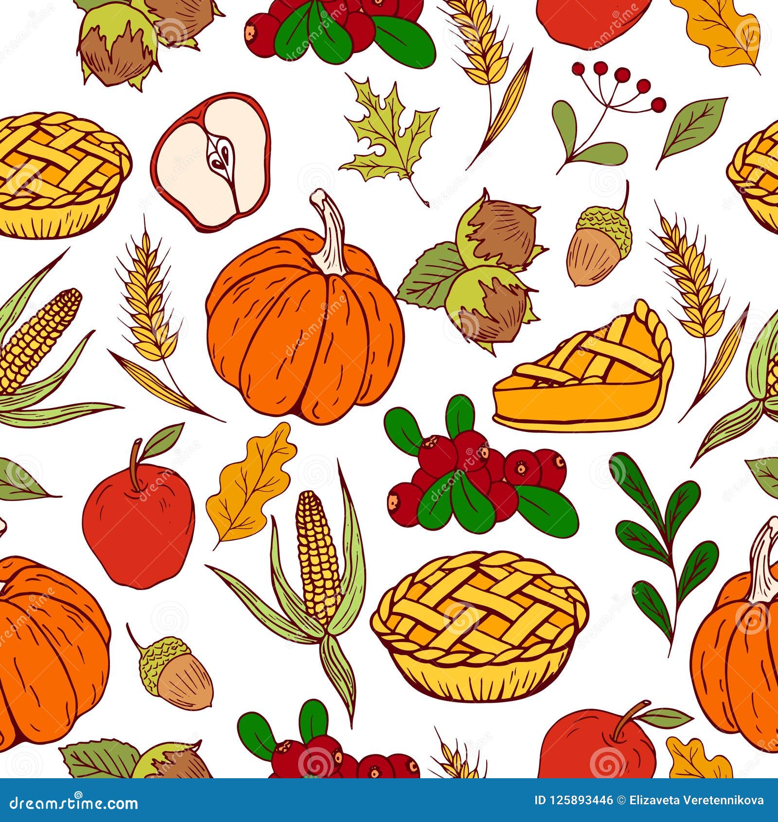 Thanksgiving day pattern stock vector. Illustration of fall - 125893446