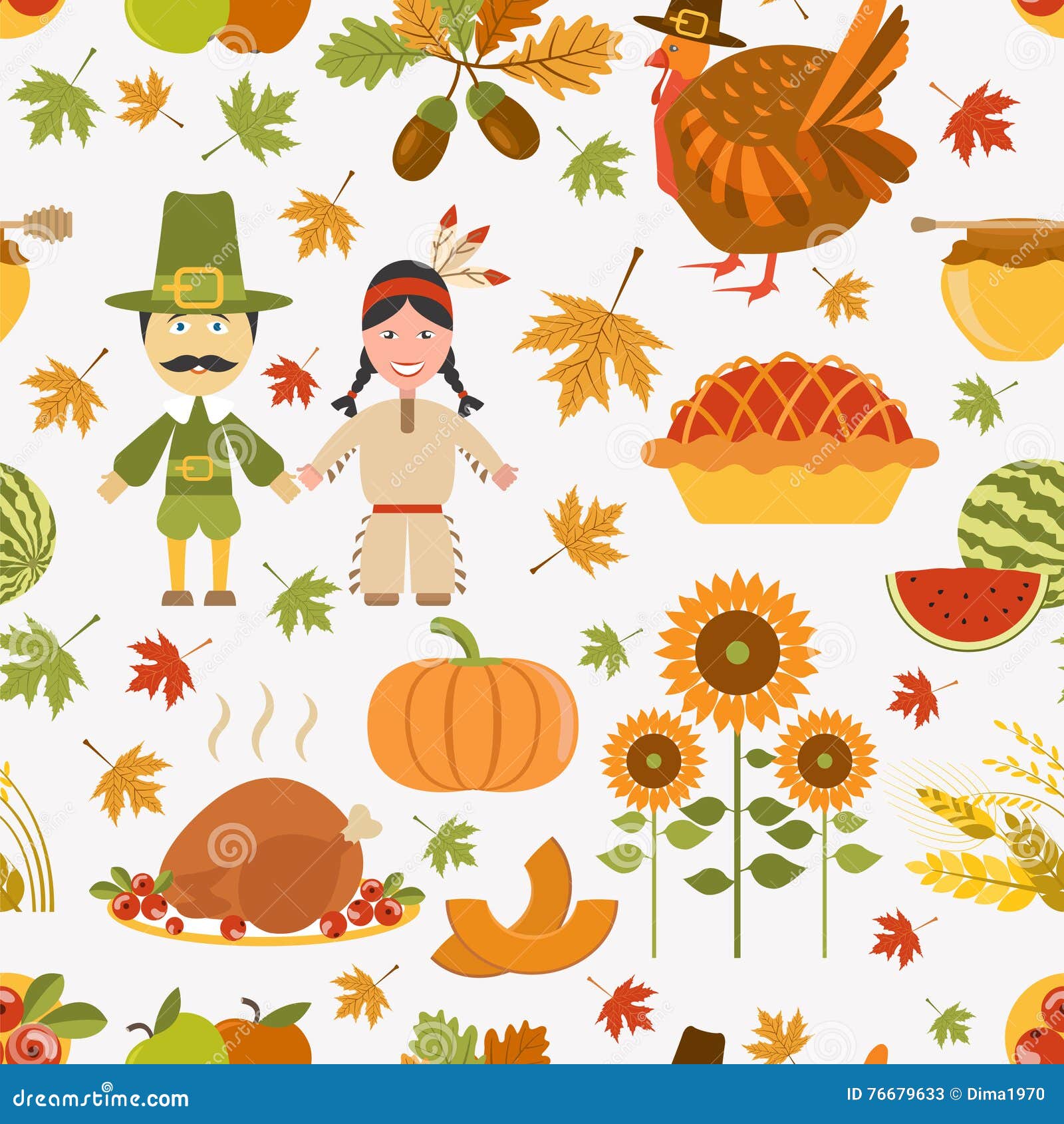 Thanksgiving Day Seamless Pattern Stock Vector - Illustration of ...