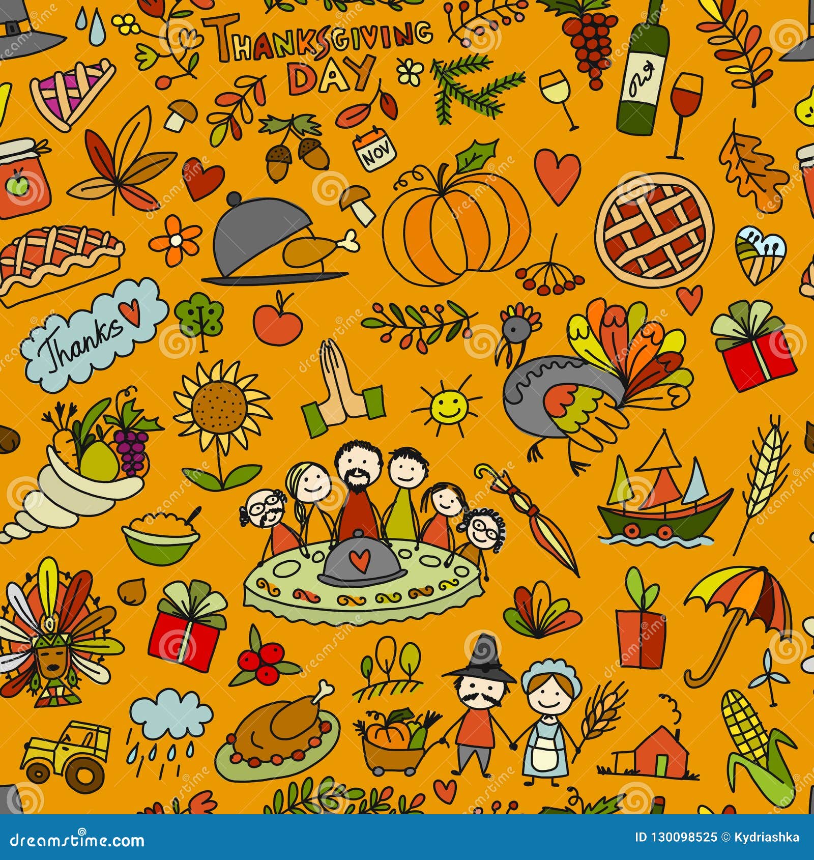 Thanksgiving Day, Seamless Pattern for Your Design Stock Vector ...