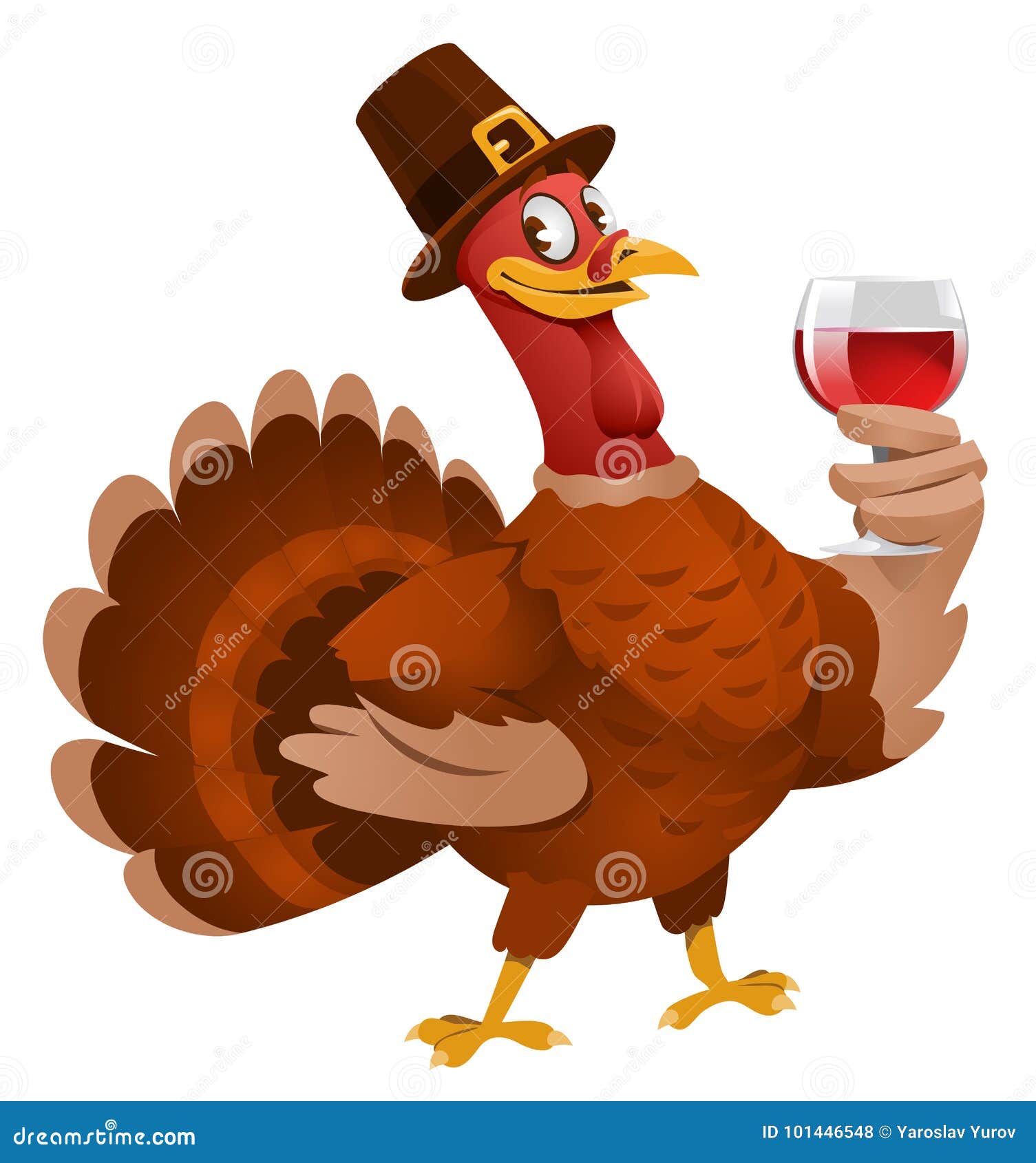 Thanksgiving Day. Turkey in a Hat Giving a Toast Stock Vector ...