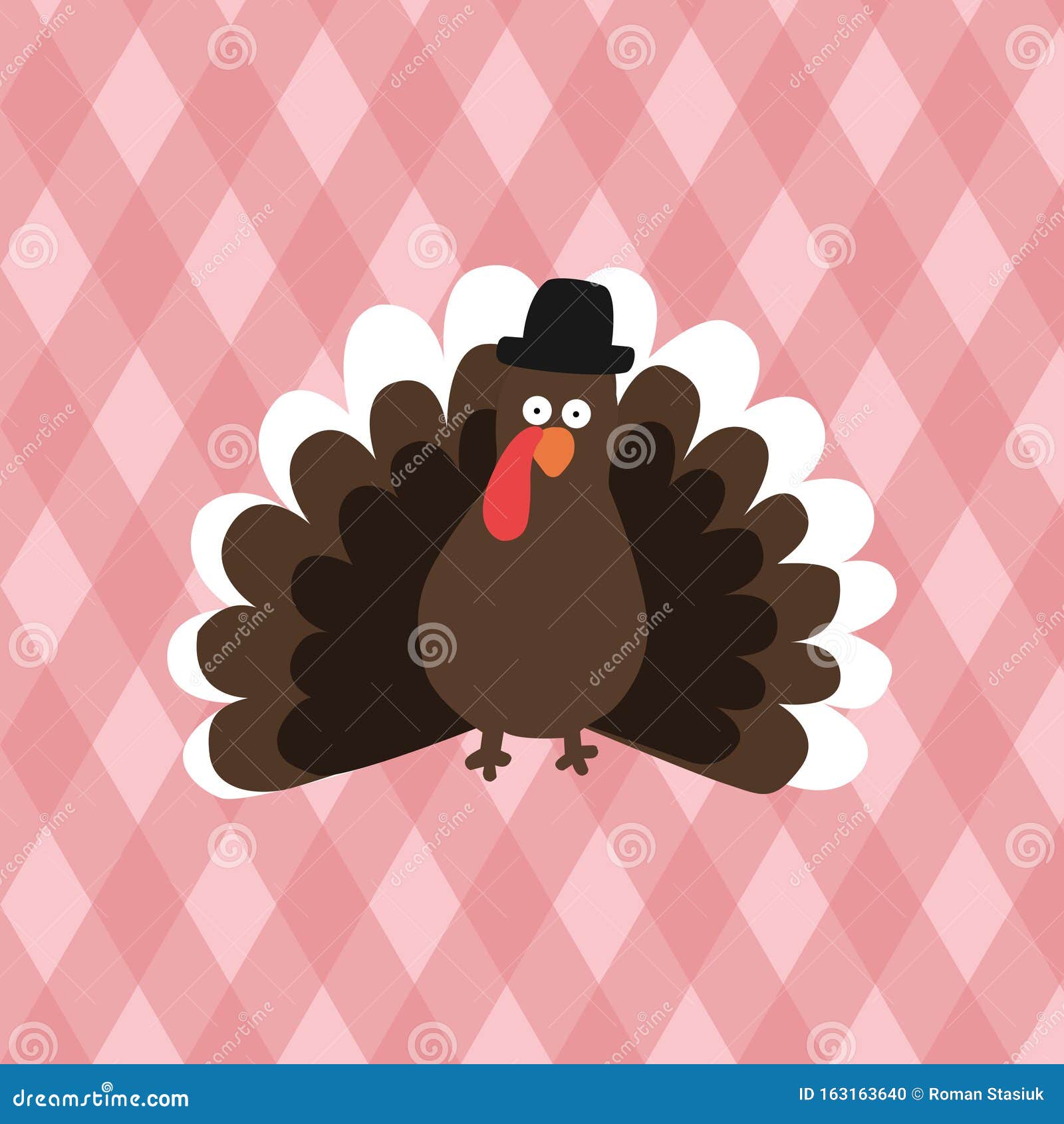 Thanksgiving Day. Turkey on a Pink Background Stock Illustration ...
