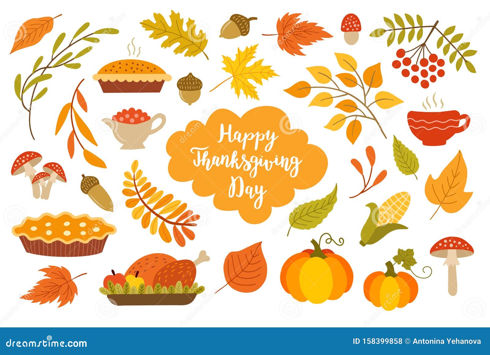 Thanksgiving Design Elements Stock Vector - Illustration of nature ...