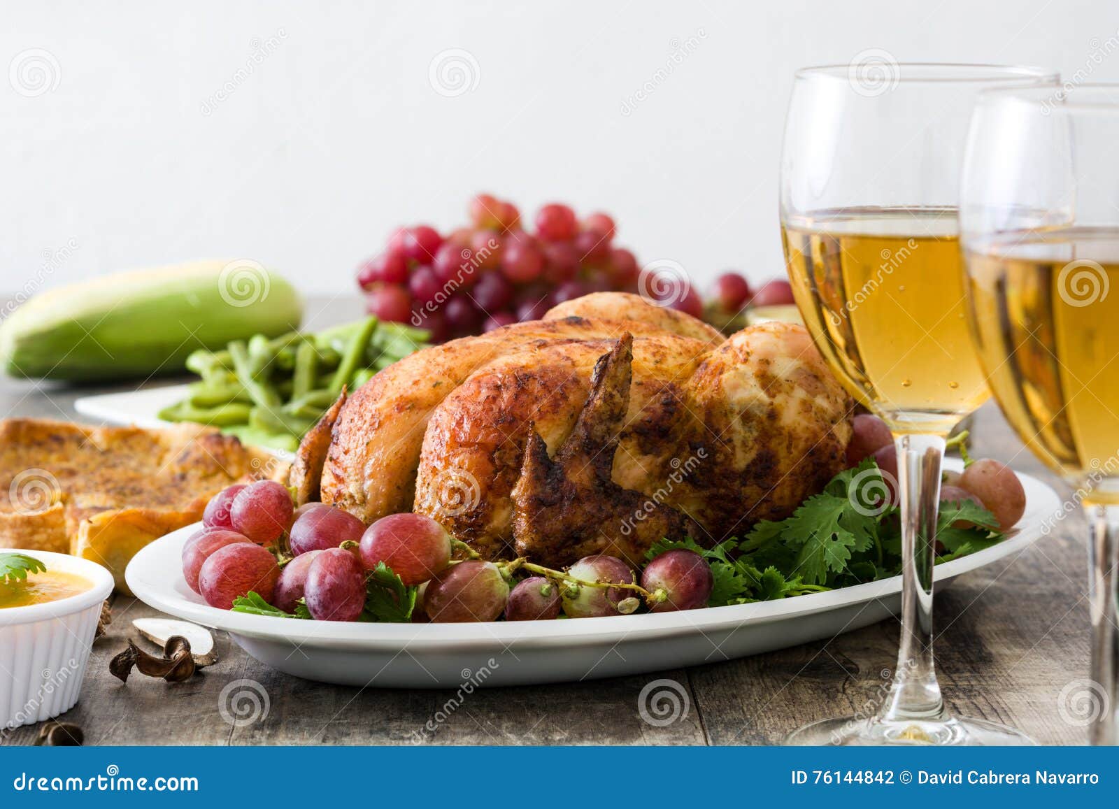 Thanksgiving Dinner on Rustic Wooden Background Stock Photo - Image of ...