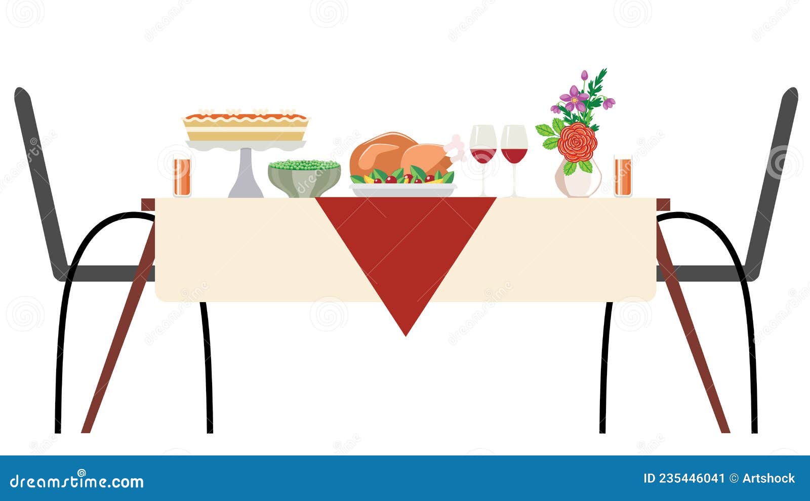 Thanksgiving dinner table stock vector. Illustration of meal - 235446041