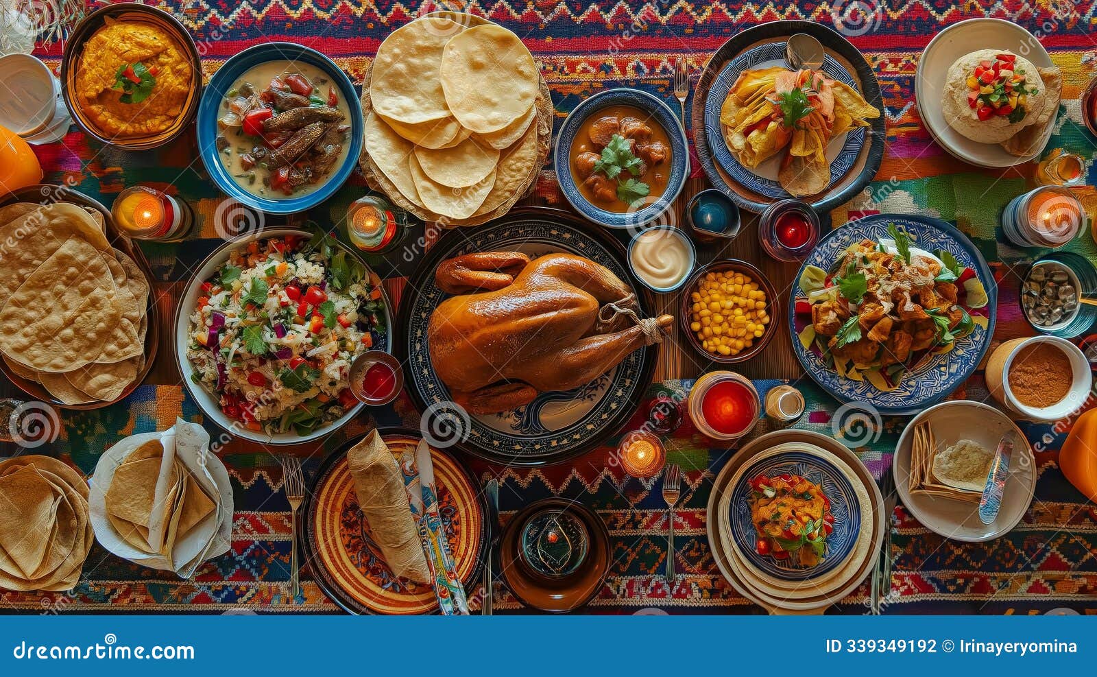 A Vibrant Multicultural Thanksgiving Dinner Featuring Diverse Dishes ...