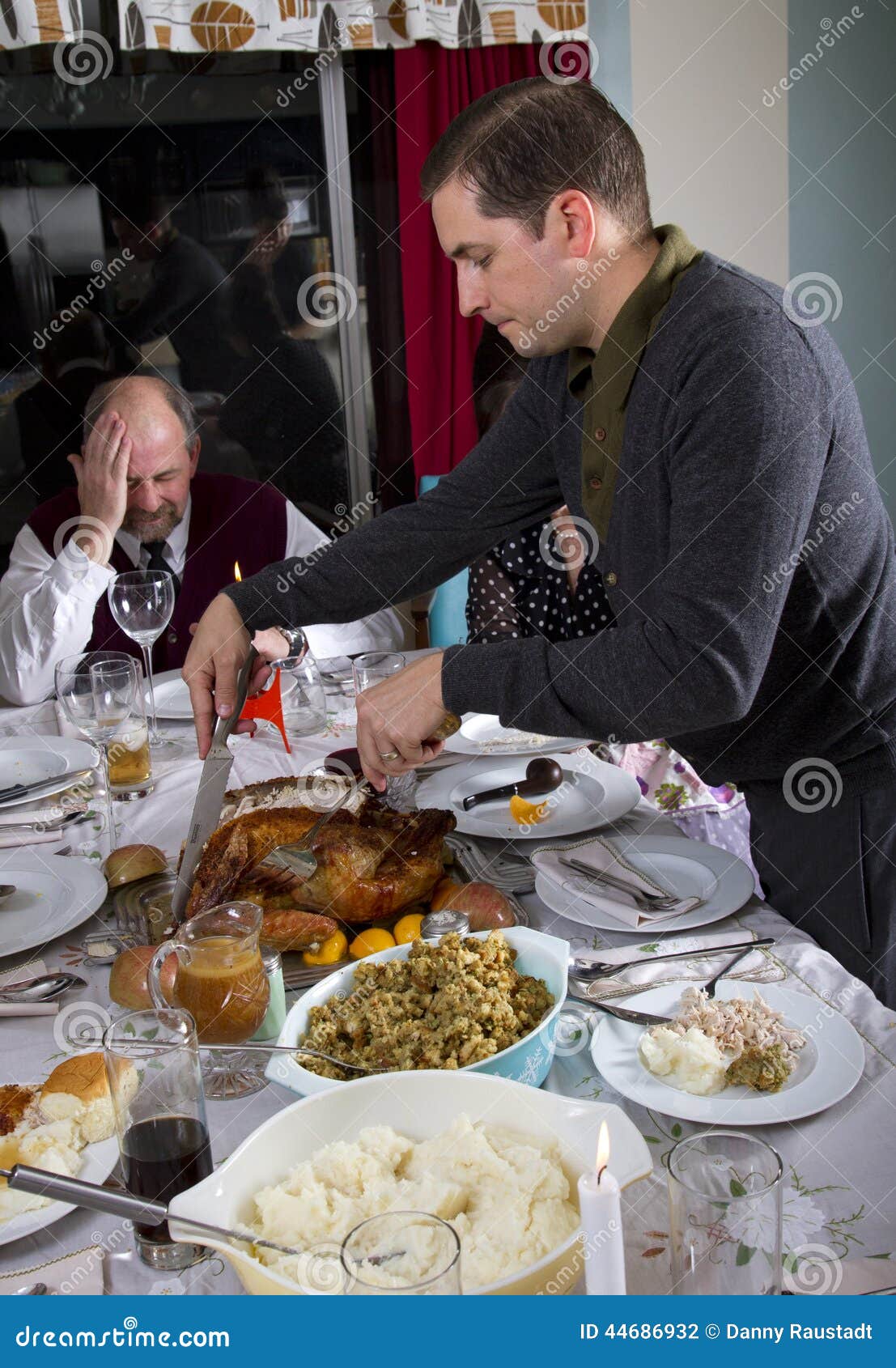 Thanksgiving Dinner Turkey Carving Stock Photo - Image of dressing ...