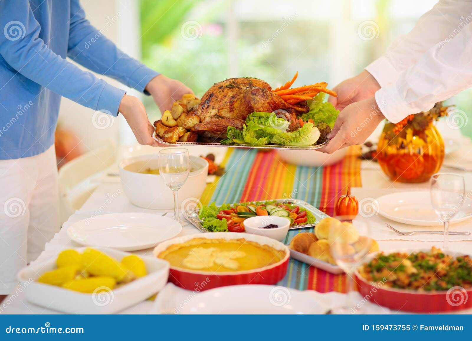 Thanksgiving Dinner. Turkey Table Setting Stock Image - Image of ...