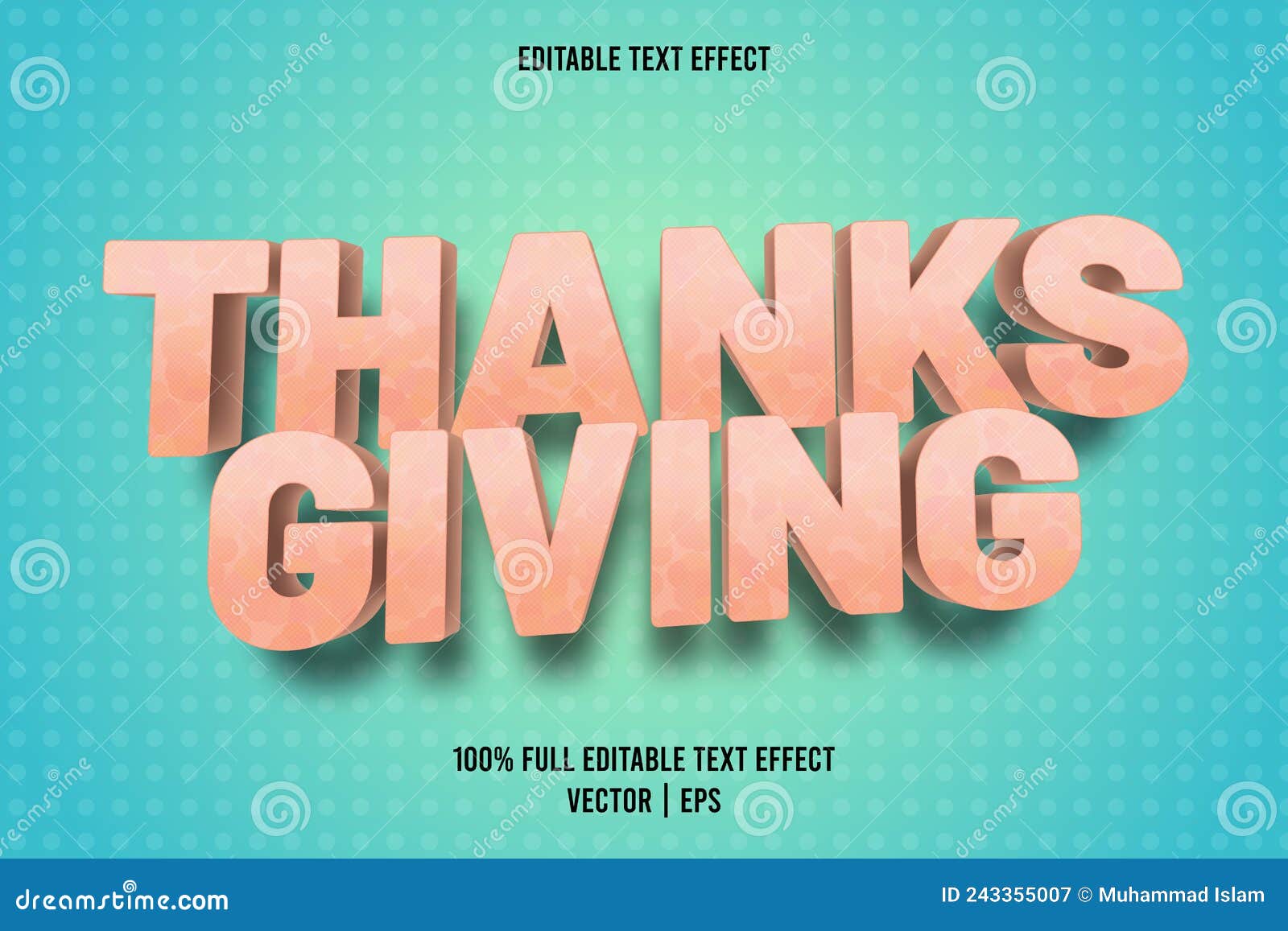 Thanksgiving Editable Text Effect Cartoon Style Stock Vector ...
