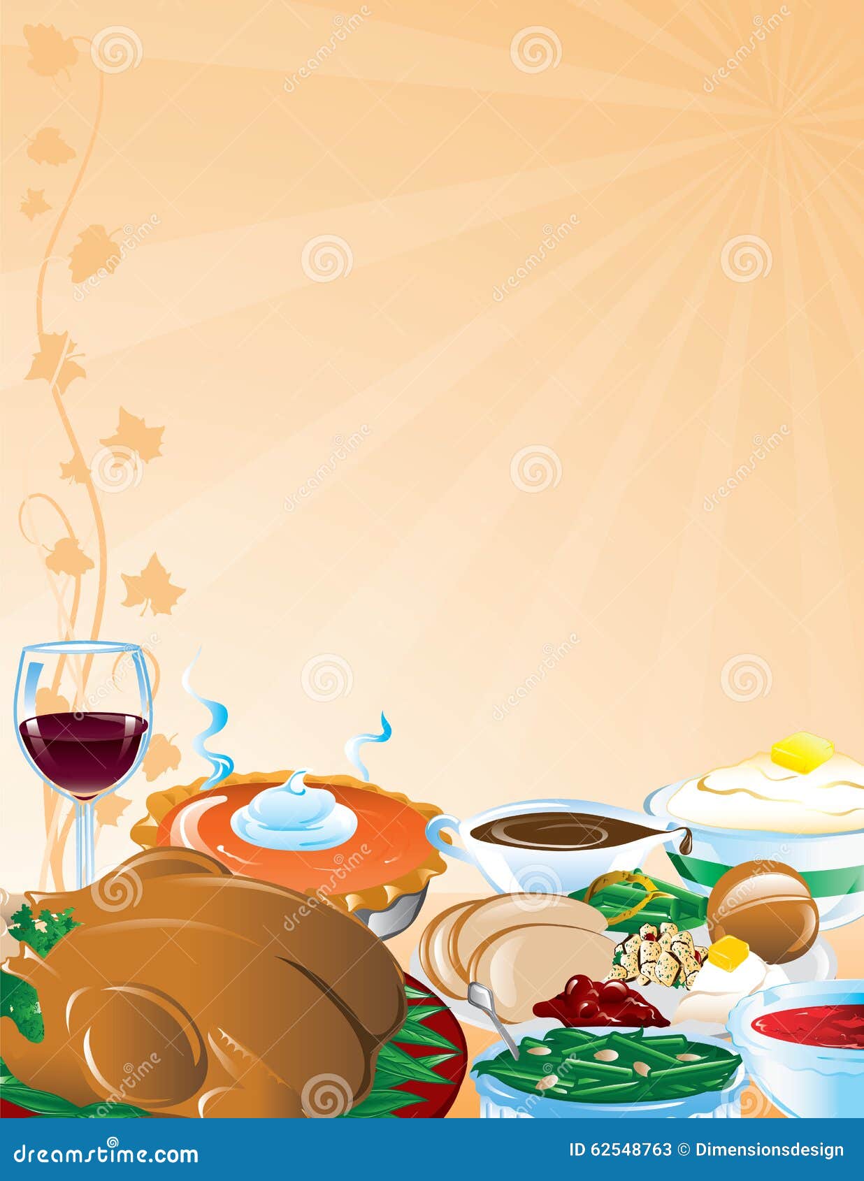 Thanksgiving Feast Background Cartoon Vector | CartoonDealer.com #62548763