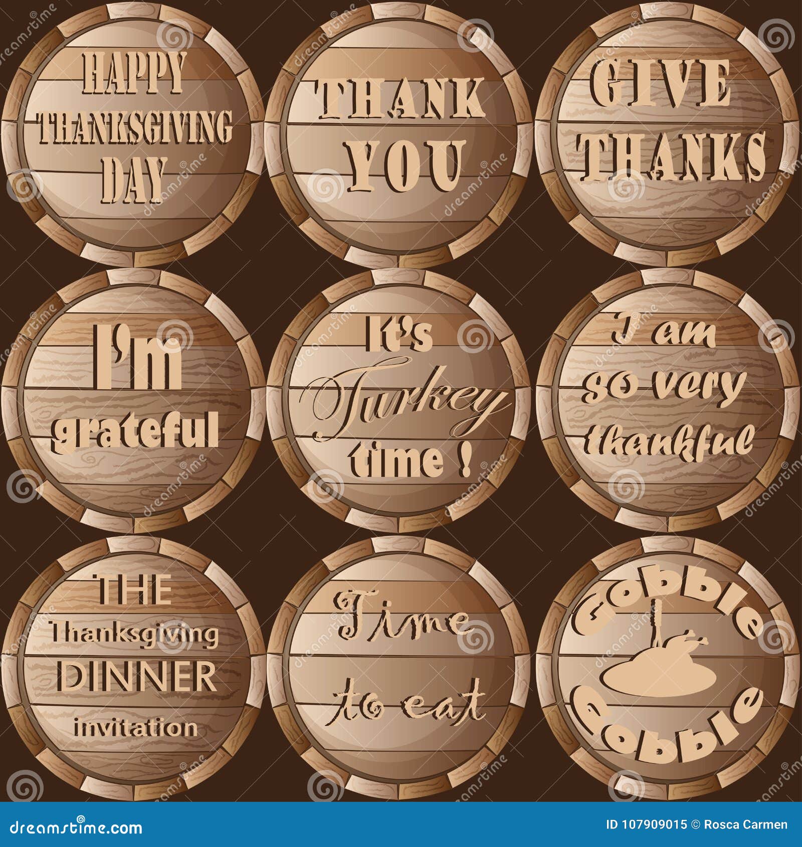 Thanksgiving Frame Barrel Stickers Set Pattern Stock Vector ...
