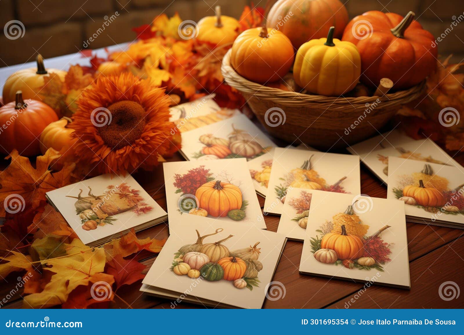 Thanksgiving Gratitude Postcard Set with Stock Illustration ...