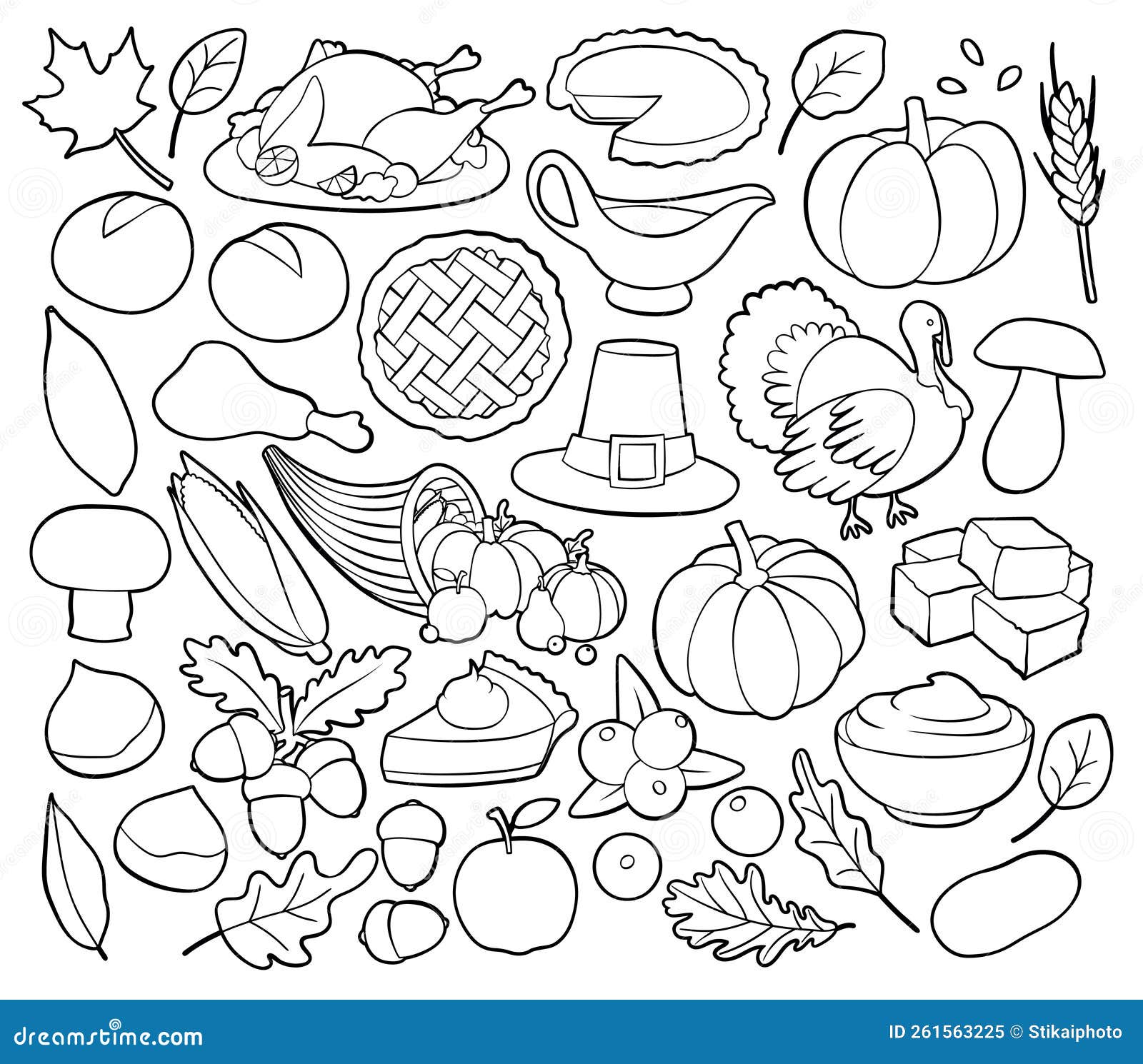 Thanksgiving Holiday Celebration Related Things and Objects. Collection ...