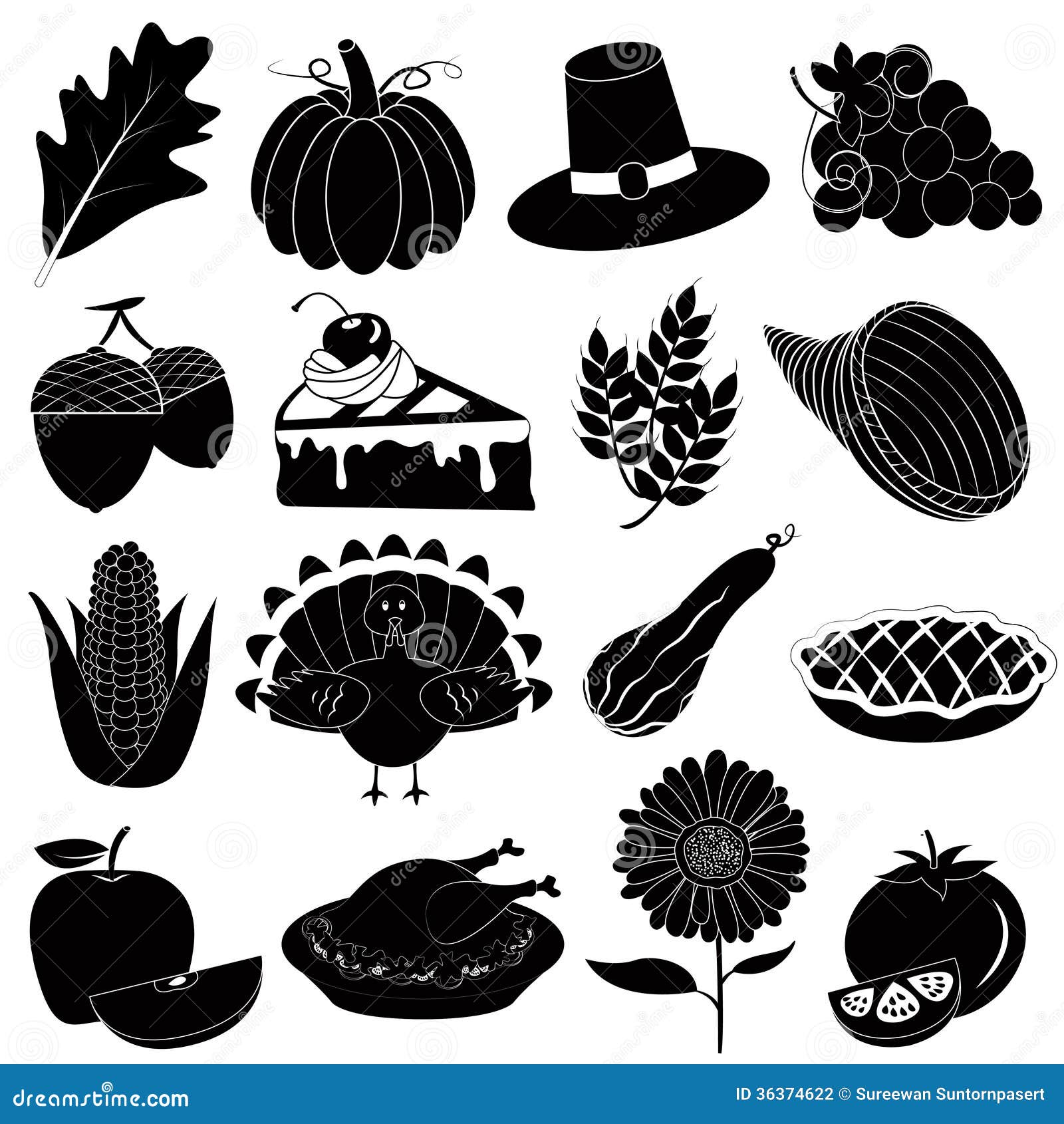 Thanksgiving Icons Vector Set Stock Vector - Illustration of basket ...