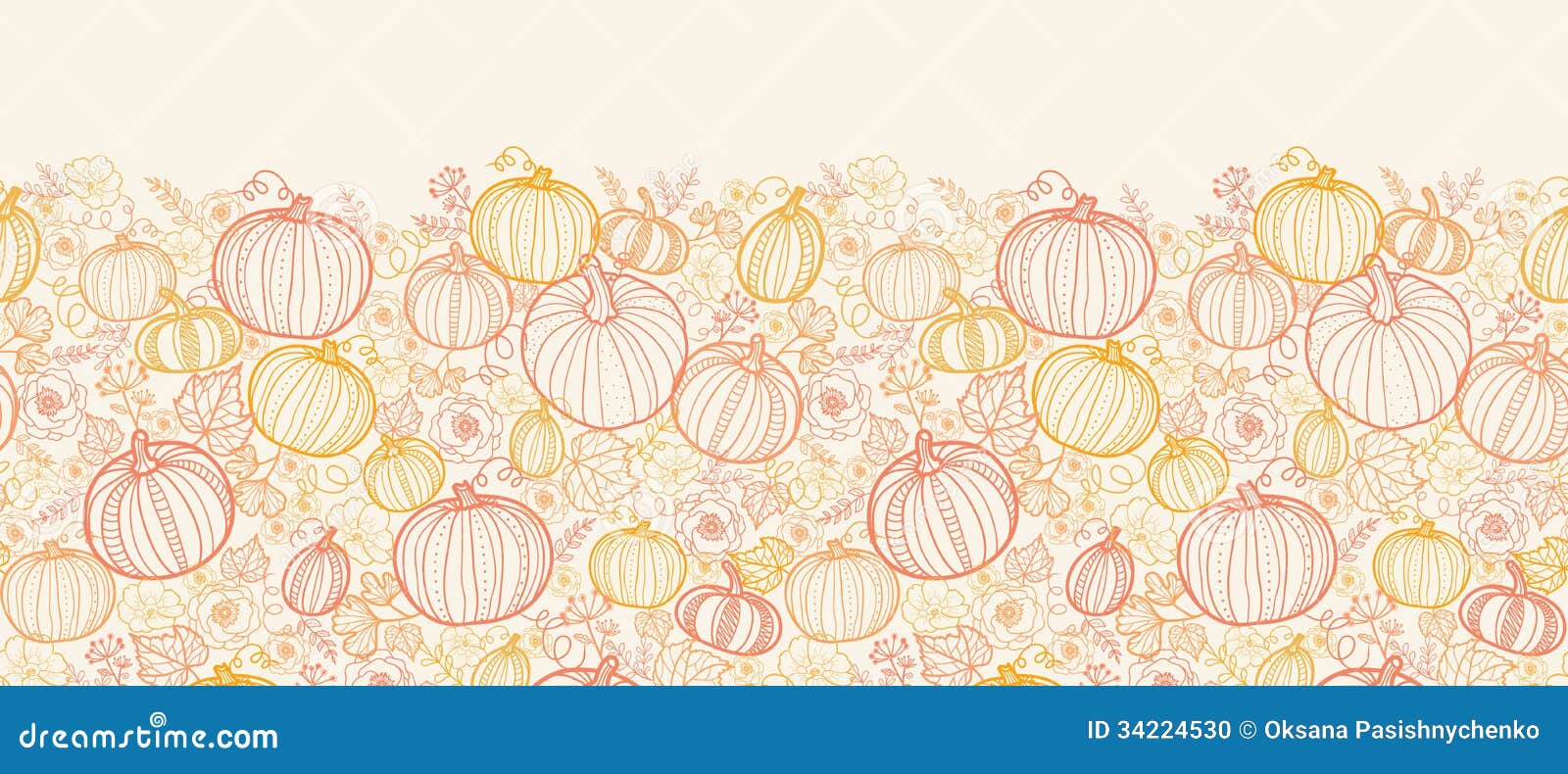Thanksgiving Line Art Pumkins Vertical Seamless Stock Vector ...