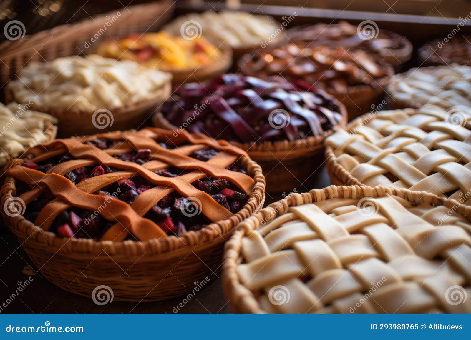 Thanksgiving Pies Getting a Lattice Pie Crust Topping Stock ...