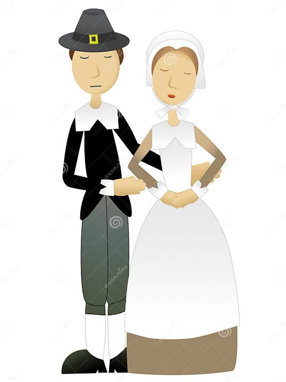 Thanksgiving Pilgrim Couple Vector Stock Vector - Illustration of ...