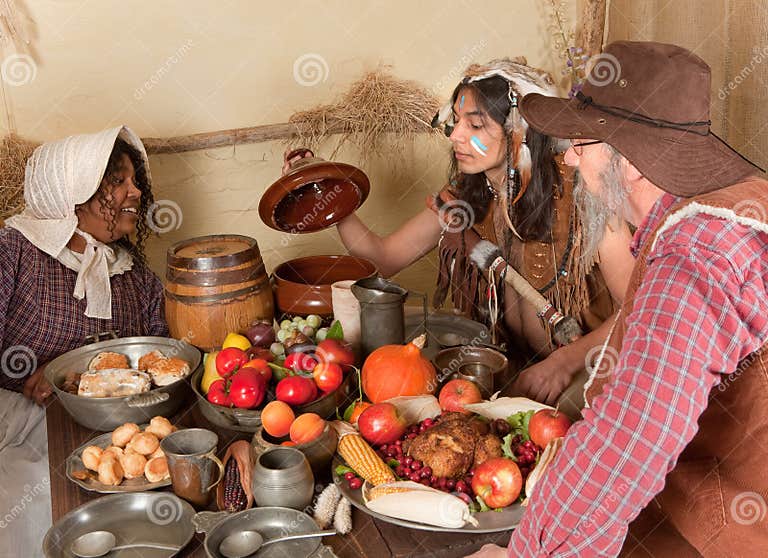 Thanksgiving Pilgrim Dinner Stock Photo - Image of retro, pilgrims ...