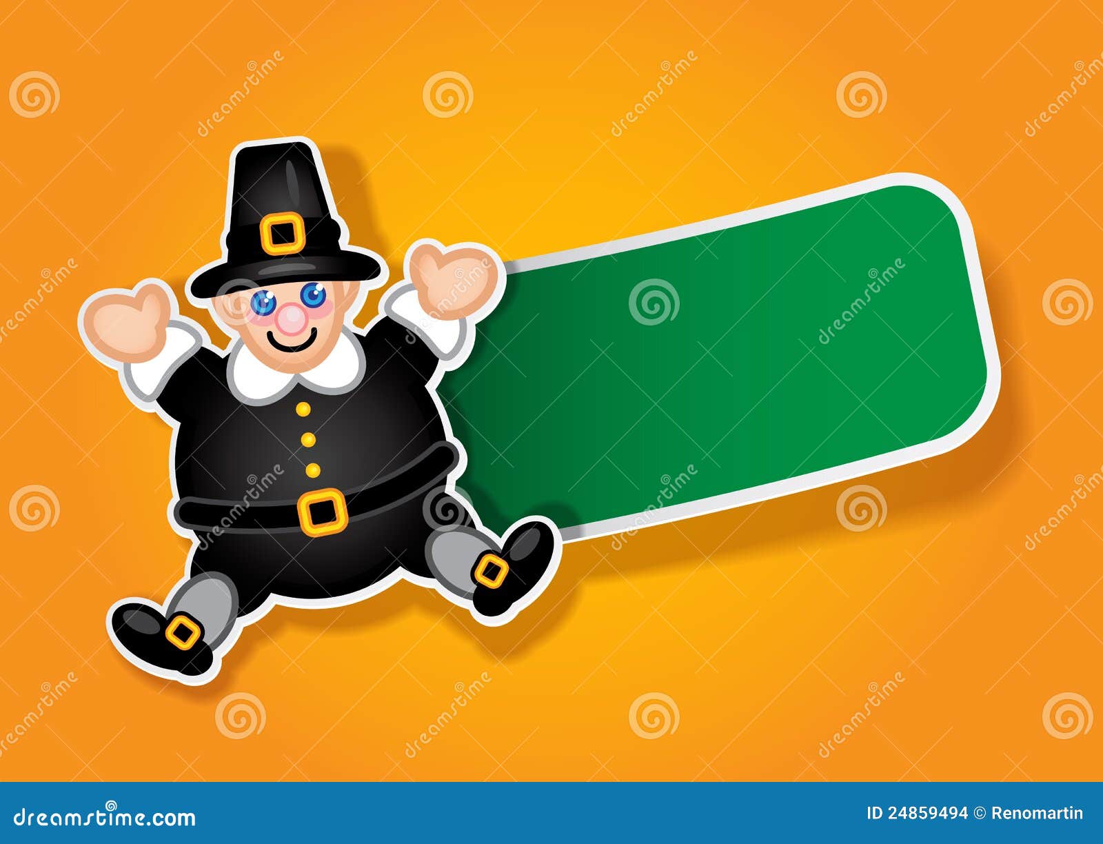Thanksgiving Pilgrim Label / Sticker Stock Vector - Illustration of ...