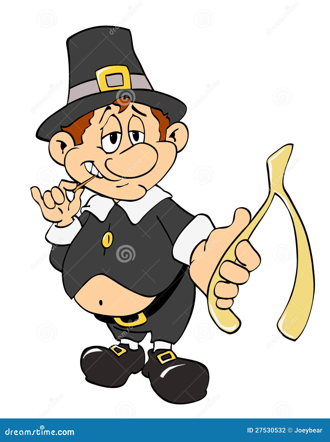 Thanksgiving Pilgrim with Wishbone Stock Illustration - Illustration of ...