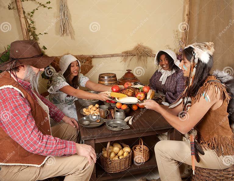 Thanksgiving Pilgrims Eating Stock Image - Image of dinner, food: 26927647